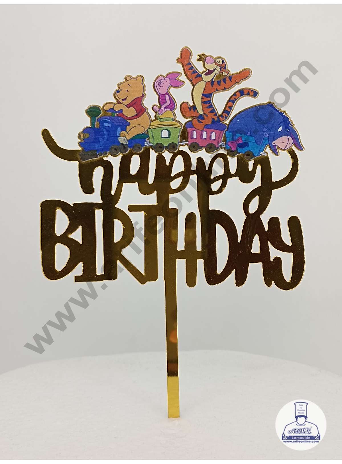 CAKE DECOR™ 5 inch Imported Acrylic Happy Birthday Winnie The Pooh & F ...