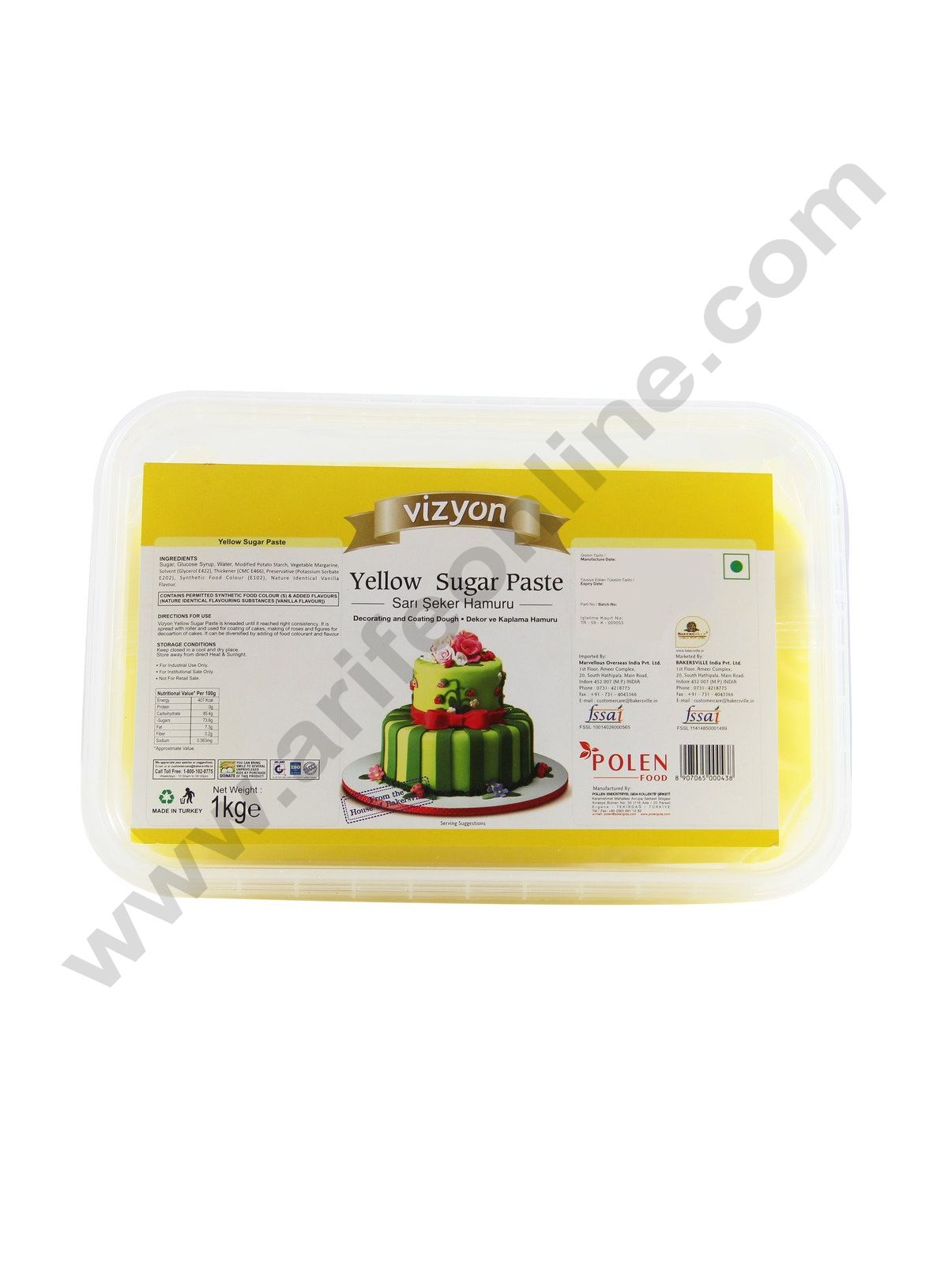 Vizyon Sugar Paste (Fondant) -Yellow, 1kg – Arife Online Store Vizyon Sugar Paste (Fondant) -Yellow, 1kg – Arife Online Store