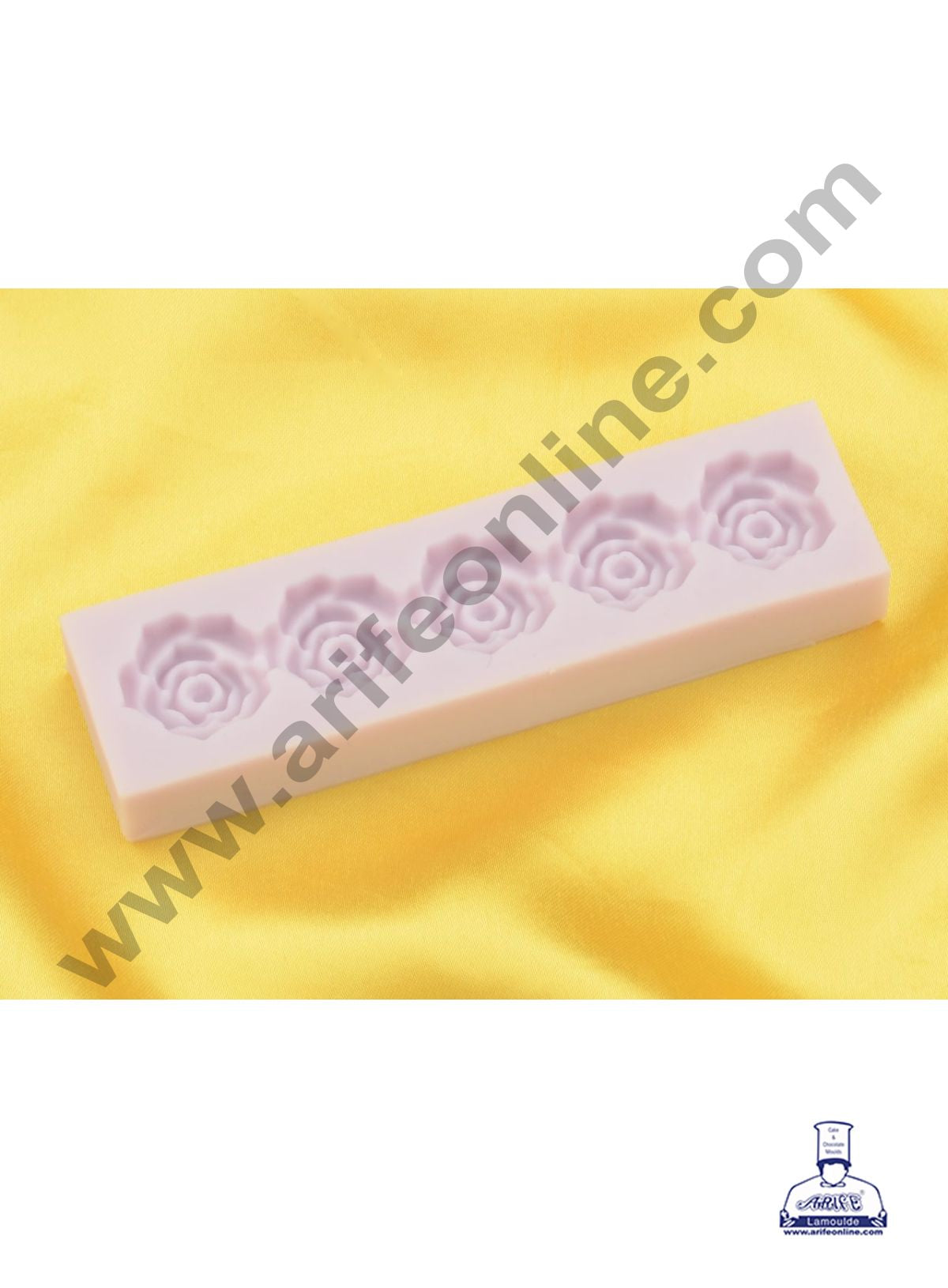 Cake Decor Silicone 5 Cavity Rose Shape Pink Fondant Marzipan Mould ...