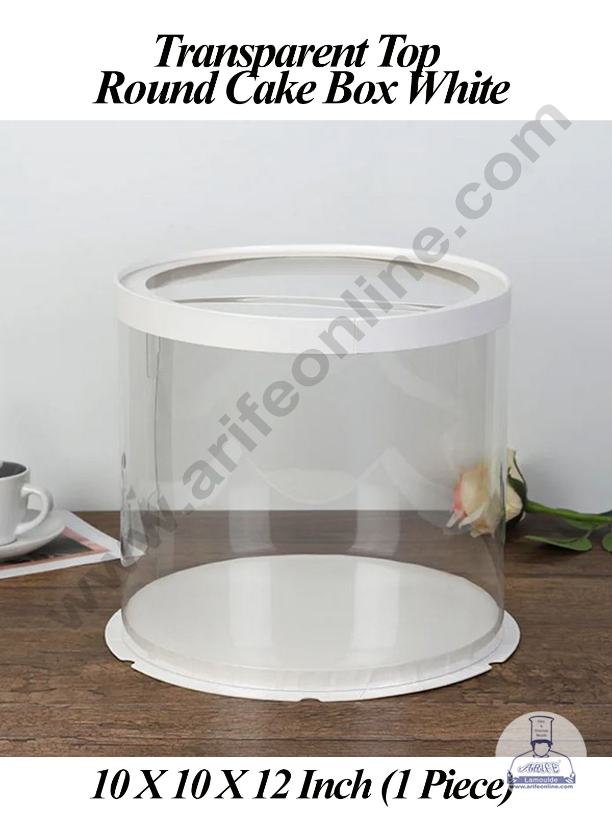 CAKE DECOR™ 1 Piece Transparent Top Round Cake Box White | Gift Box ...
