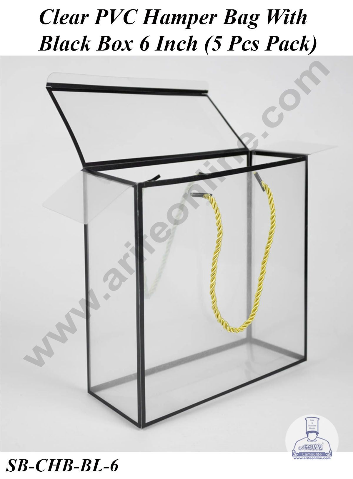 CAKE DECOR™ 6 Inch Clear PVC Hamper Bag with Black Border | Gift Box ...