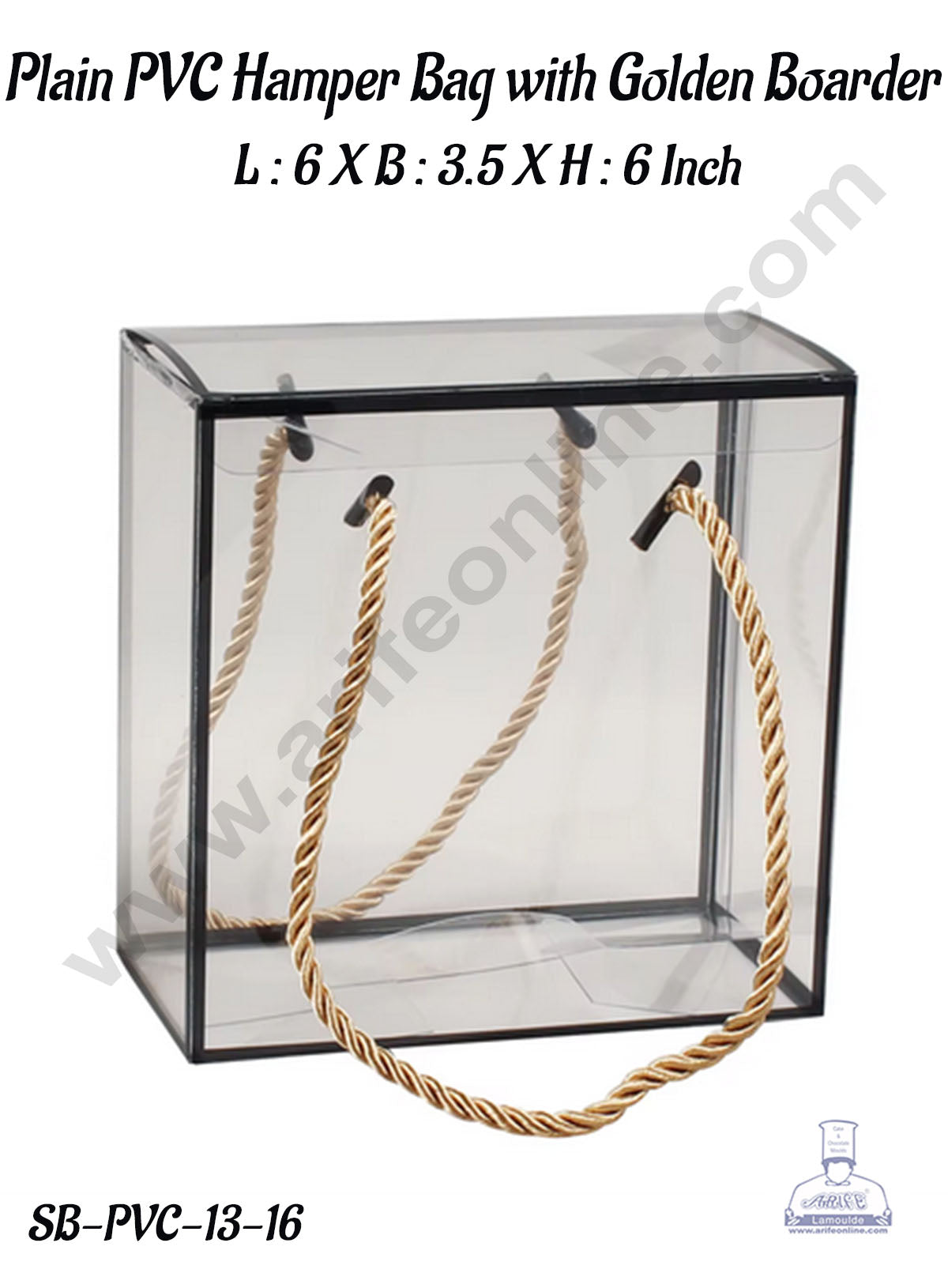 CAKE DECOR™ Plain PVC Hamper Bag with Black Boarder - 6 X 3.5 X 6 Inch ...