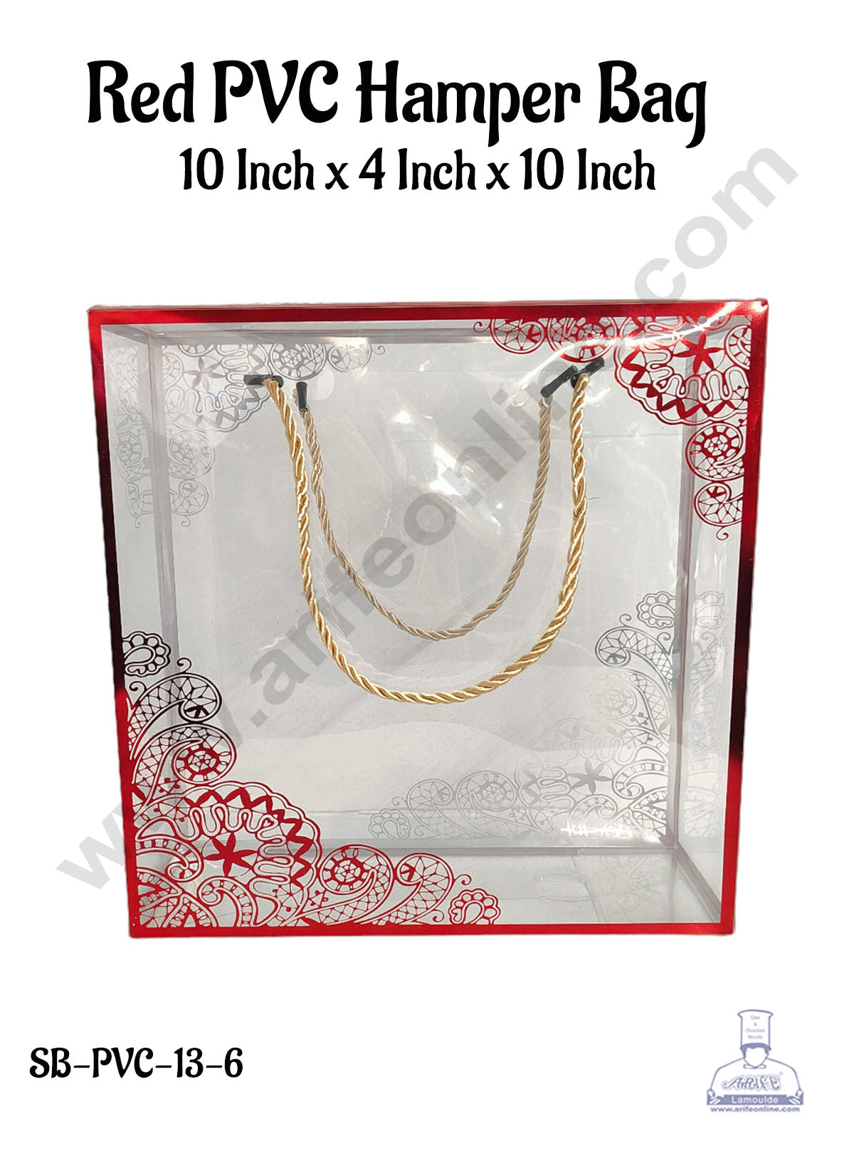 CAKE DECOR™ Red Pattern PVC Hamper Bag - 10 X 4 X 10 Inch | Gift Box ...