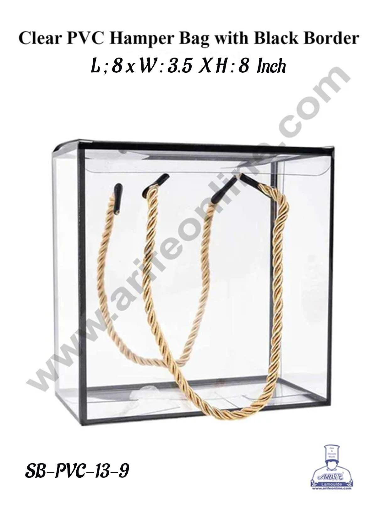 CAKE DECOR™ Big Clear PVC Hamper Bag with Black Border - 8 X 3.5 X 8 I ...