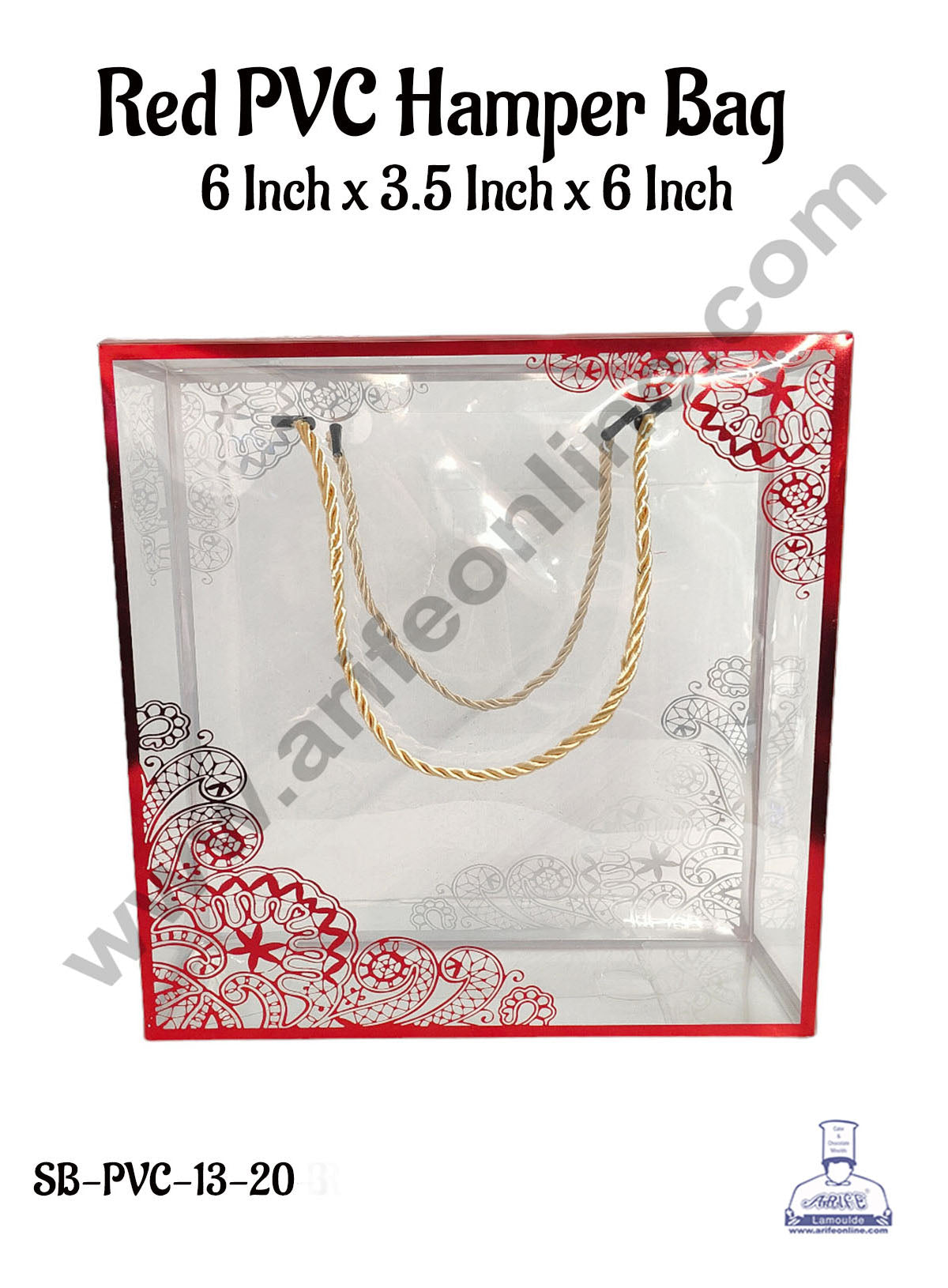 CAKE DECOR™ Red Pattern PVC Hamper Bag - 6 X 3.5 X 6 Inch | Gift Box ...
