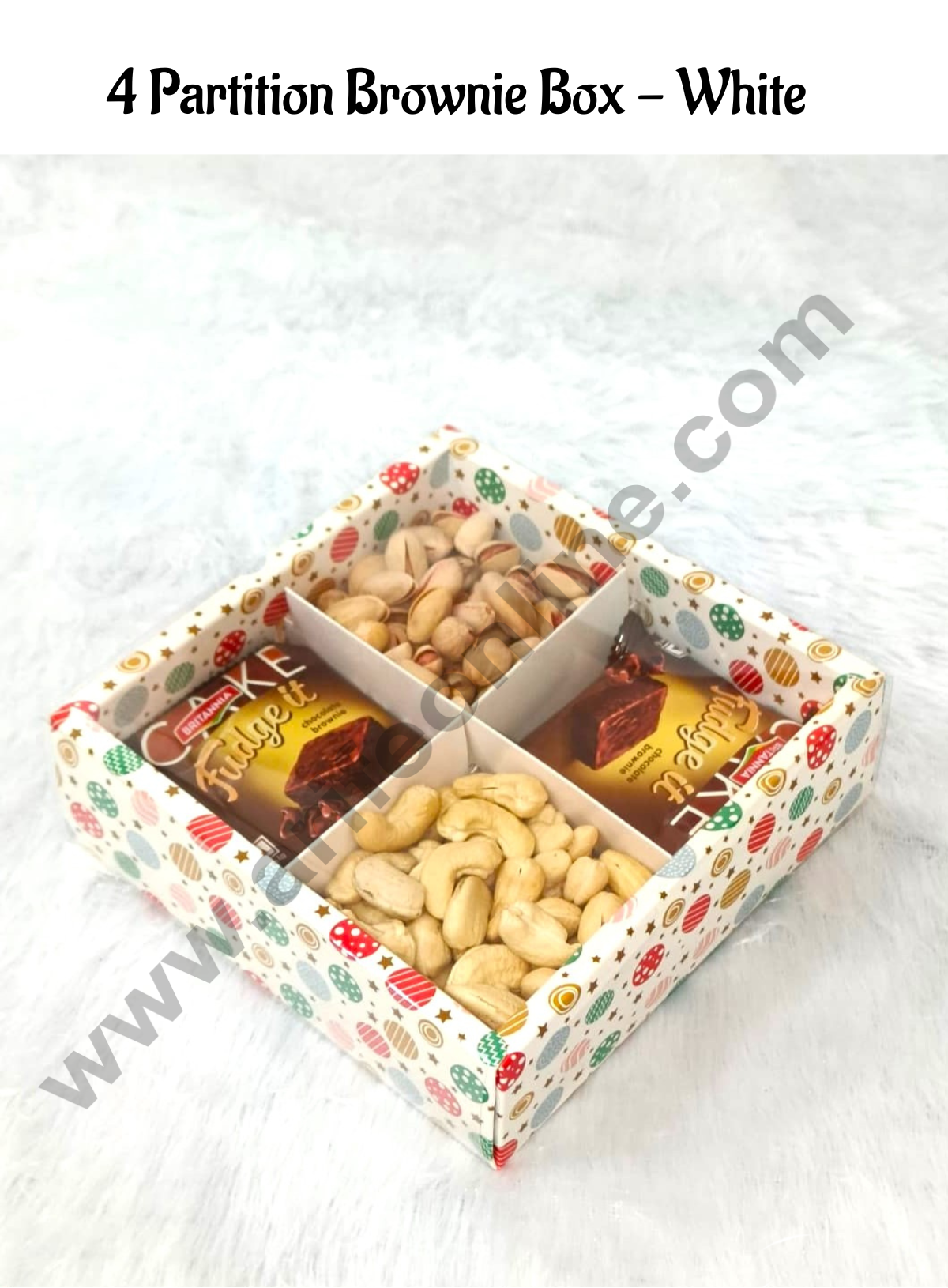 Cake Decor 4 Cavity White Christmas Design with Partition , Clear Wind ...