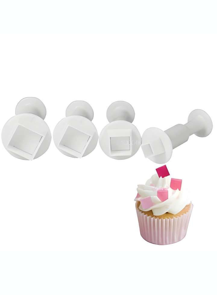 Home Cake Decor 4 Pieces Square Shape Plunger Cutters Fondant Tool (C-28-4)