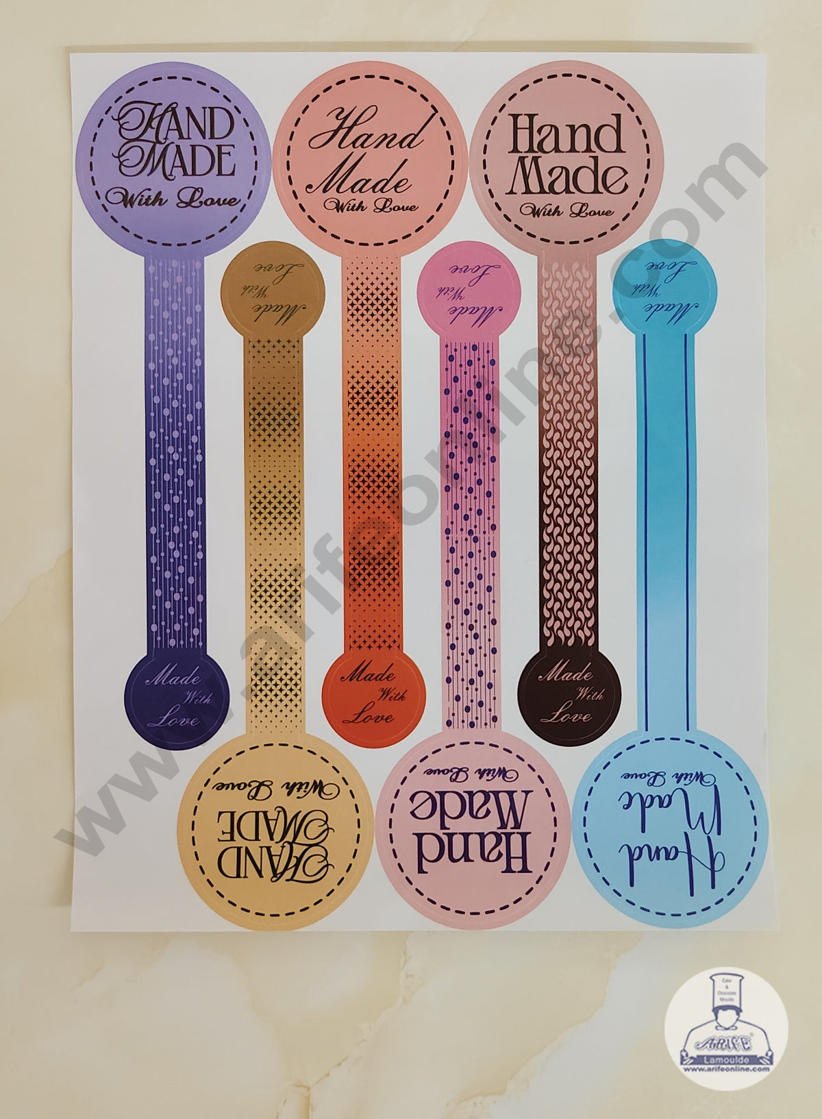 CAKE DECOR™ 12 Pcs Hand Made Long Stickers For Jars, Cookies, Cake Box ...