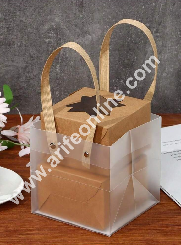 Home CAKE DECOR™ Small Frosted PVC Square Cake Carry Bag with Plastic ...