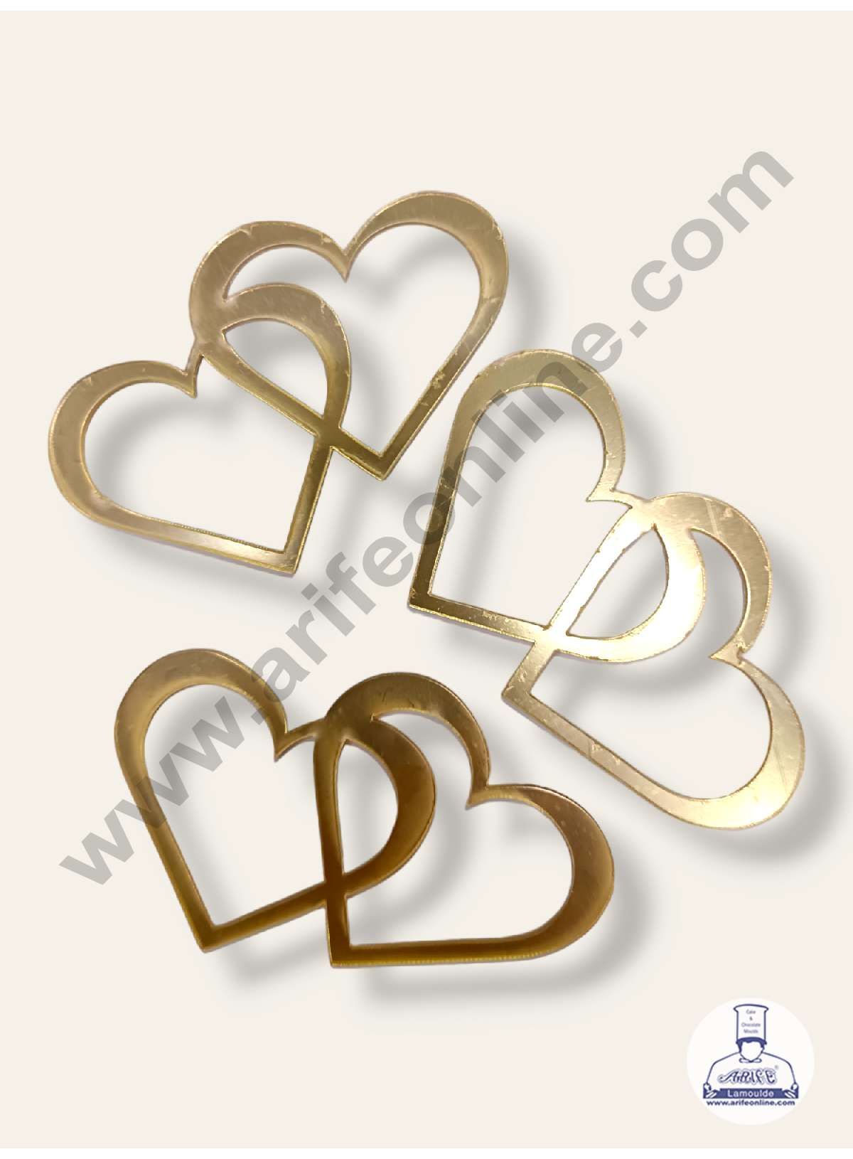 CAKE DECOR™ 3 pcs Acrylic Double Heart Cutout Topper - Heart ( SBMT-CO ...