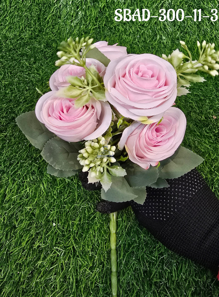Home Light Pink Rose & White Berry Artificial Bouquet Flower Bunch For ...