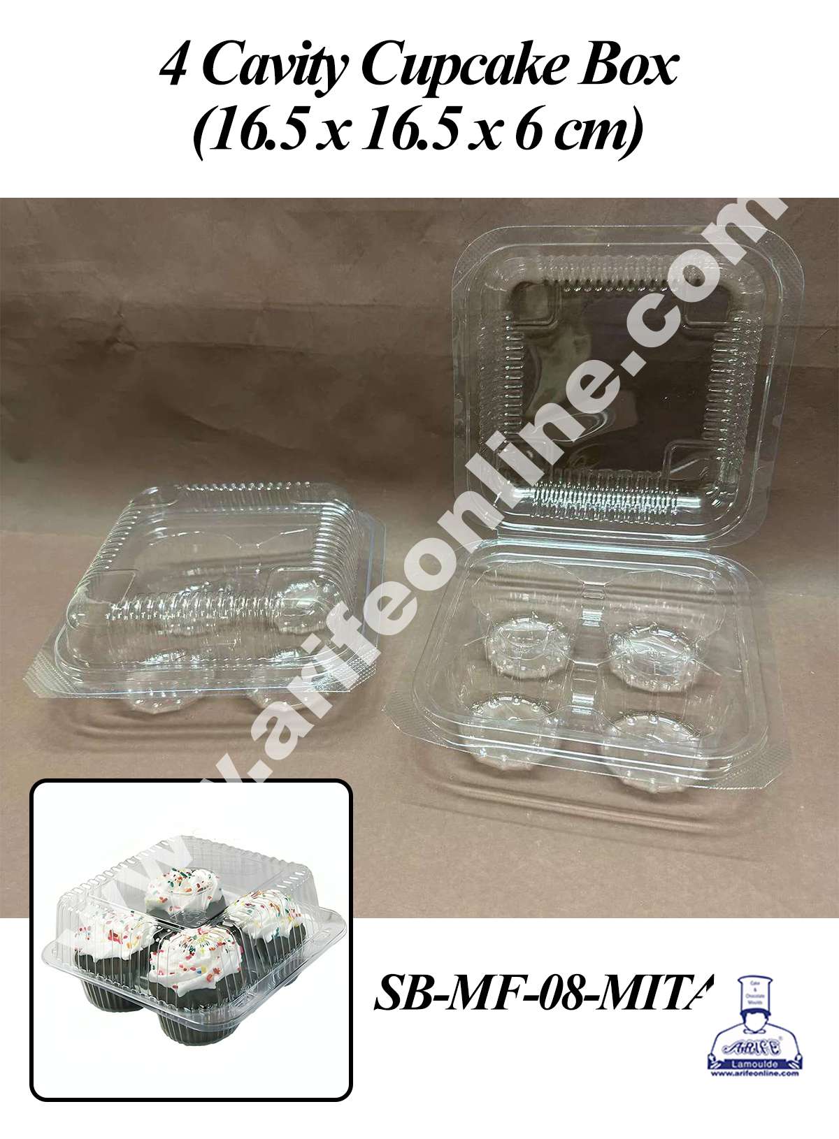 CAKE DECOR™ PVC 4 Cavity Cupcake Box | Muffin Box | Mini Dessert Packa ...