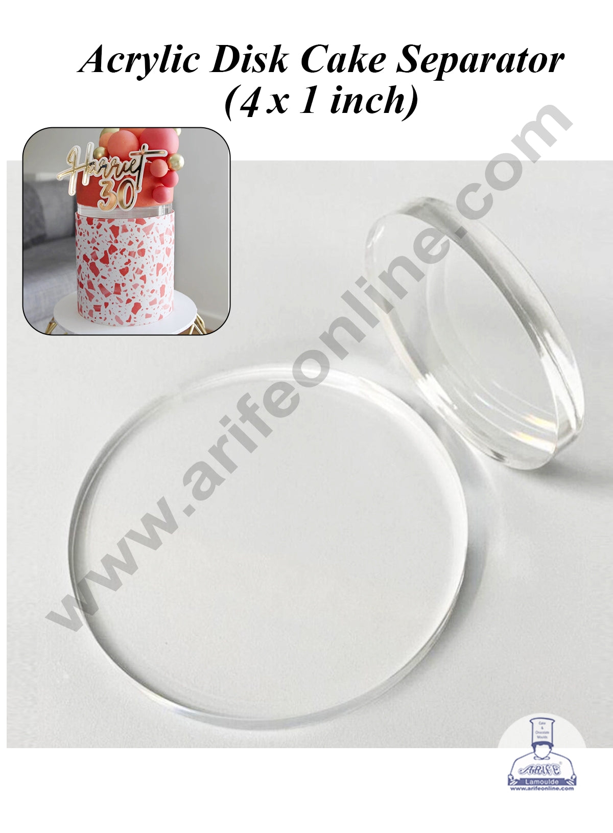 CAKE DECOR™ 4 inch Round Acrylic Disk Cake Spacer | Cake Divider Space ...