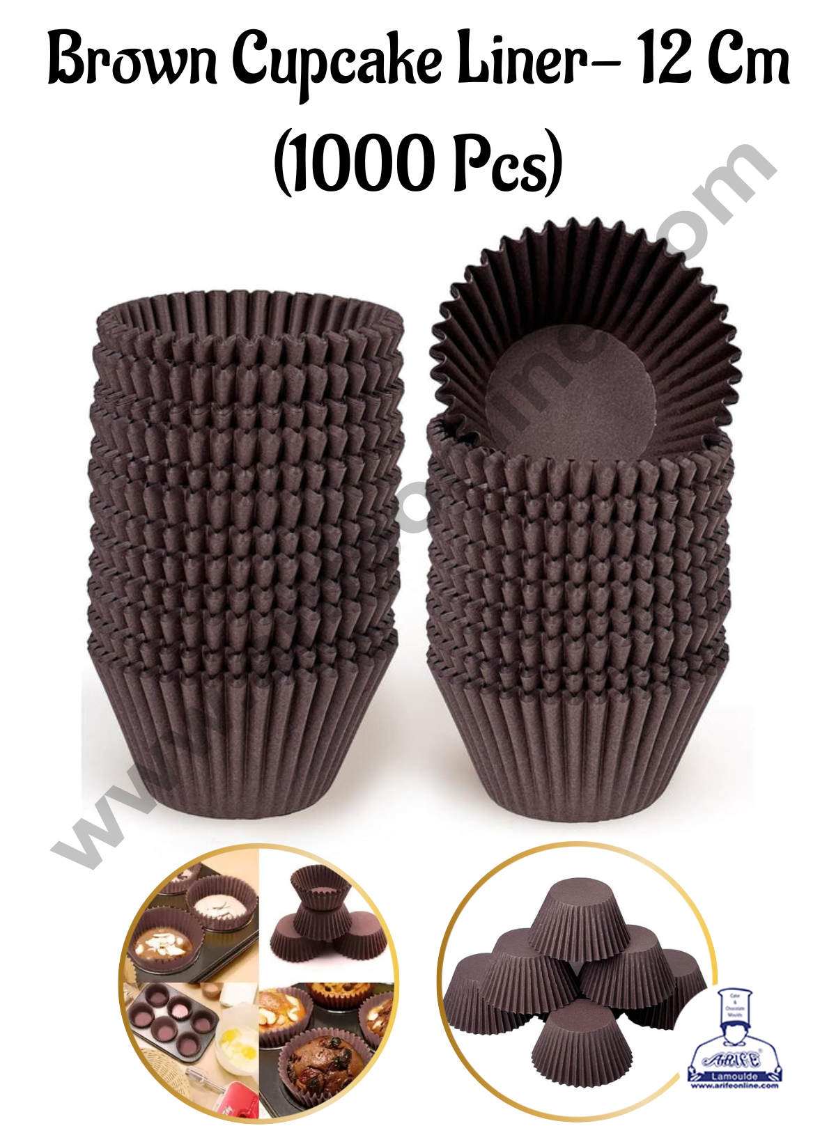 Cake Decor™ Brown Paper Cupcake Liner Cylinder Pack - 12 cm (1000 Pcs ...
