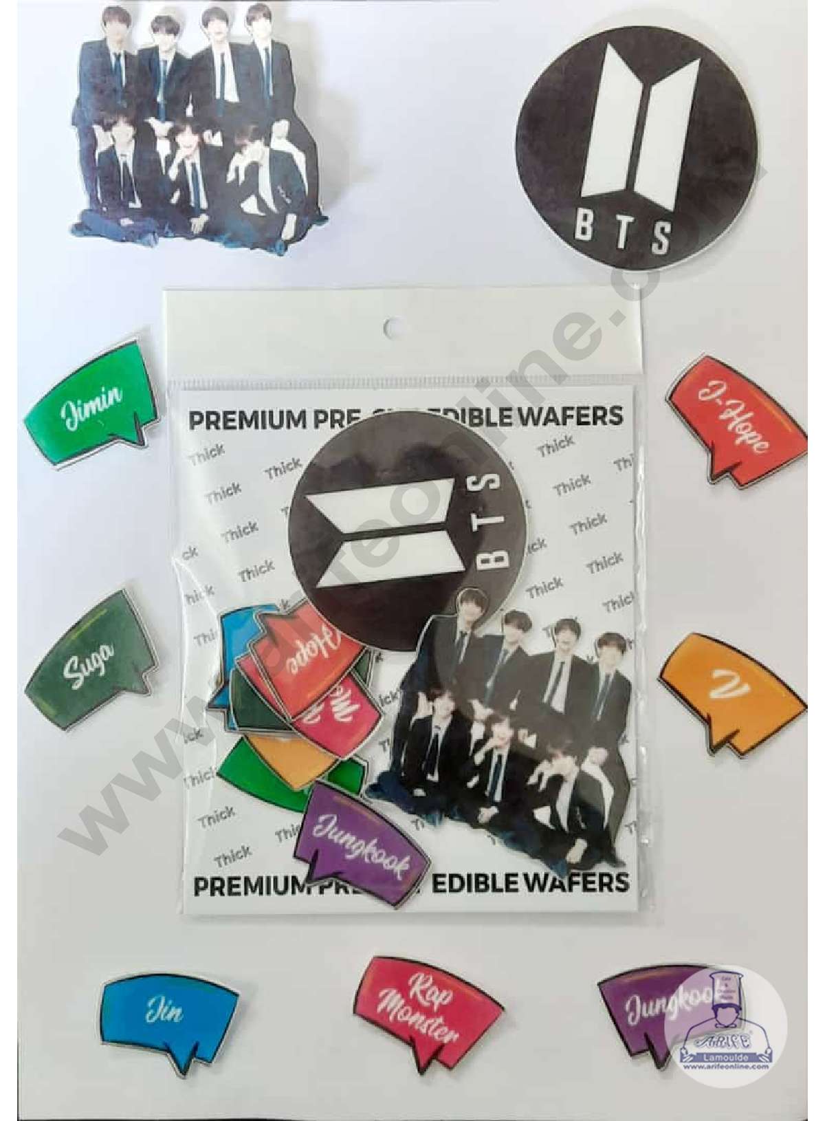 CAKE DECOR™ Edible Pre Cut Wafer Paper - BTS Cake Topper - (Set of 9 p ...