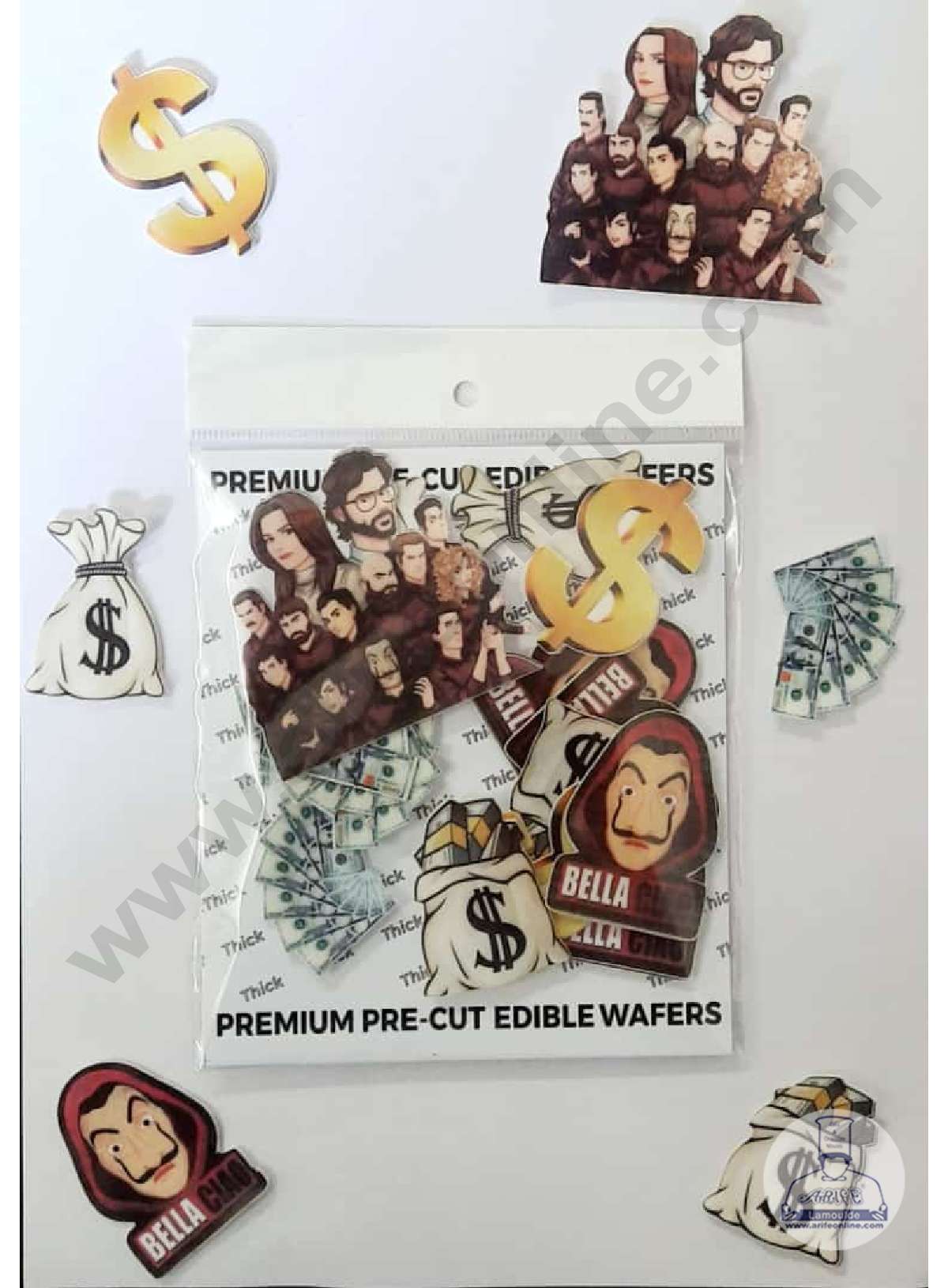 CAKE DECOR™ Edible Pre Cut Wafer Paper - Money Heist Theme Cake Topper ...