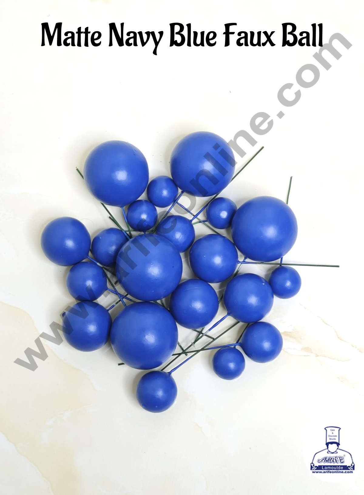 CAKE DECOR™ Matte Navy Blue Faux Ball Topper For Cake and Cupcake Deco ...