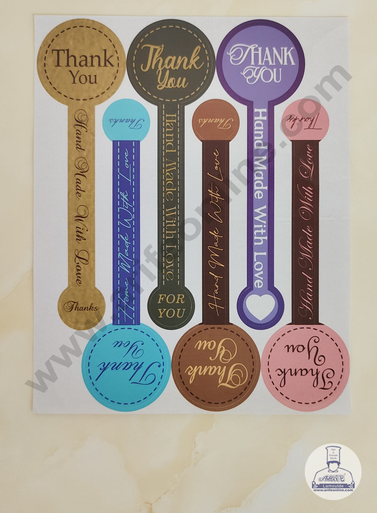 CAKE DECOR™ 12 Pcs Thank You Long Stickers For Jars, Cookies, Cake Box ...