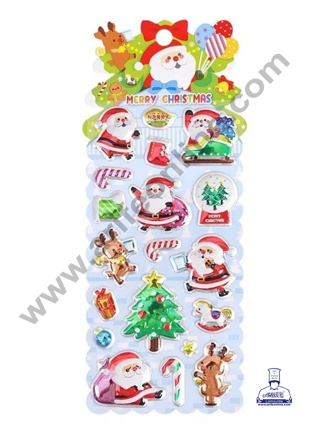 Cake Decor™ 3D Christmas Themed Stickers With Cute Santa Claus X-MAS T ...