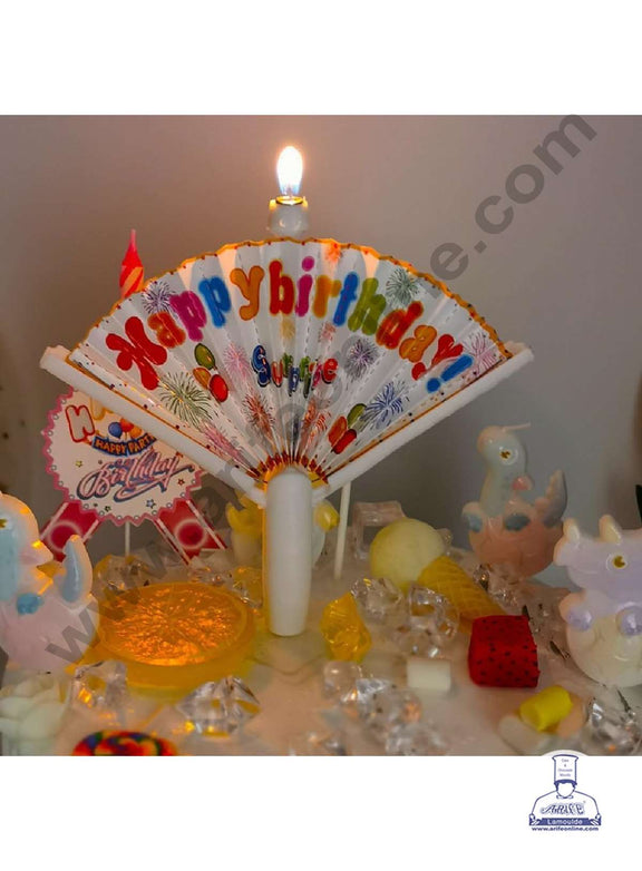Home CAKE DECOR™ 1 Piece Flabellum Birthday Candle | Surprise HBD Fan ...