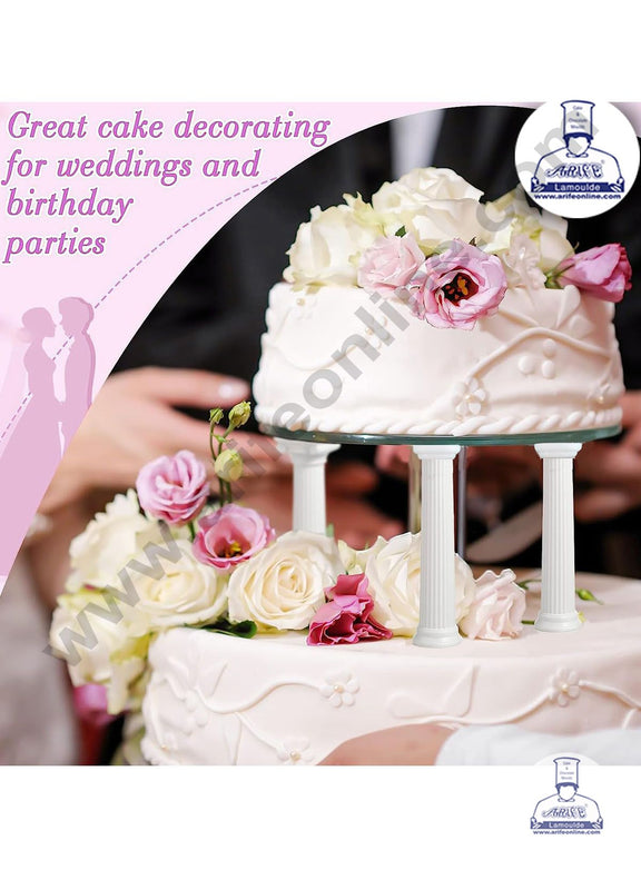CAKE DECOR™ 6 Piece Plastic Cake Pillars Wedding Cake Stand Tiered Cak ...