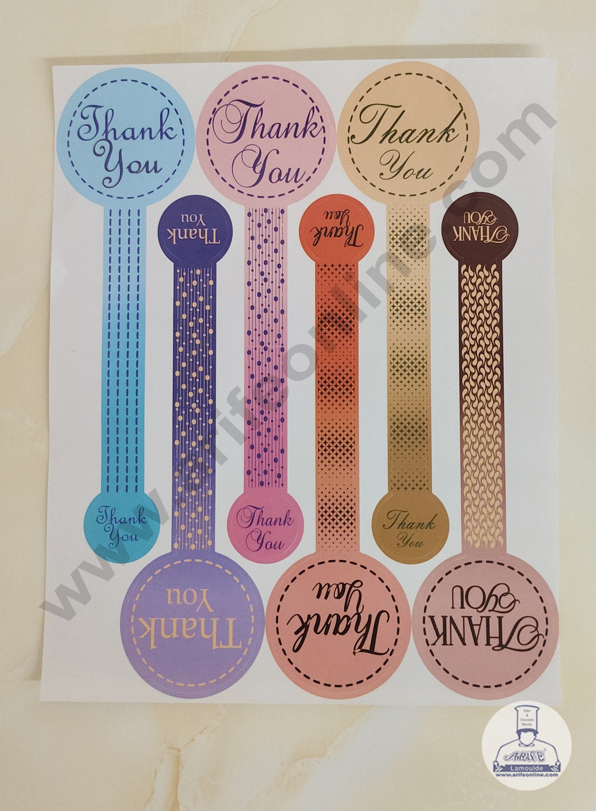 CAKE DECOR™ 12 Pcs Thank You Long Stickers For Jars, Cookies, Cake Box ...