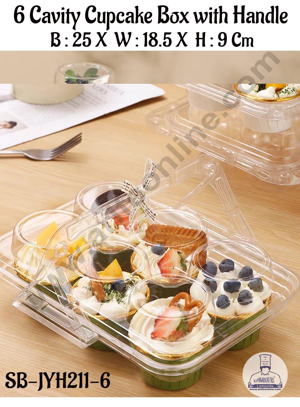 CAKE DECOR™ PVC 6 Cavity Cupcake Box with Handle | Muffin Box | Mini D ...