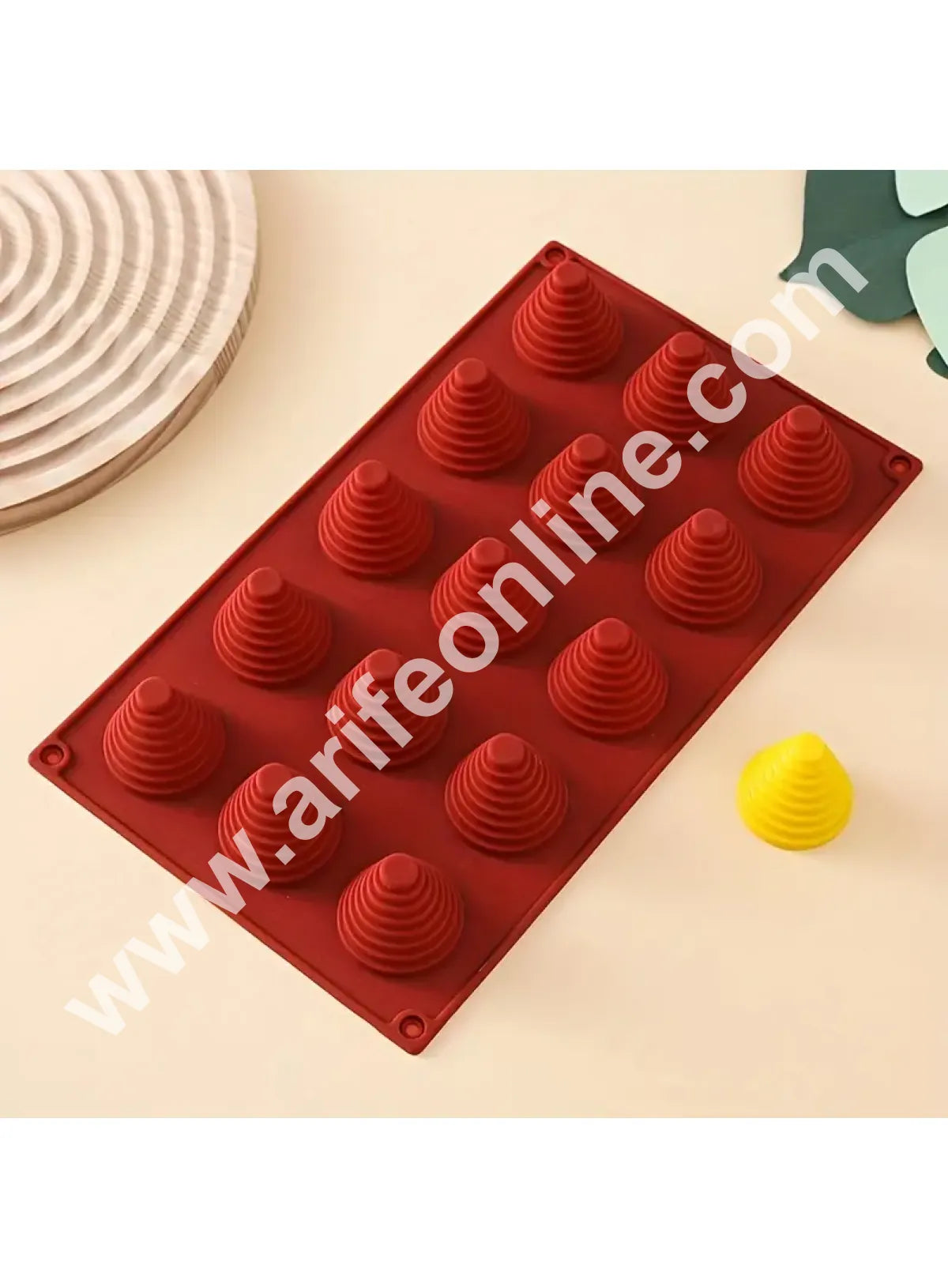 CAKE DECOR™ 15 Cavity Round Pyramid Chocolate Mold, 3D Silicone Mold ...