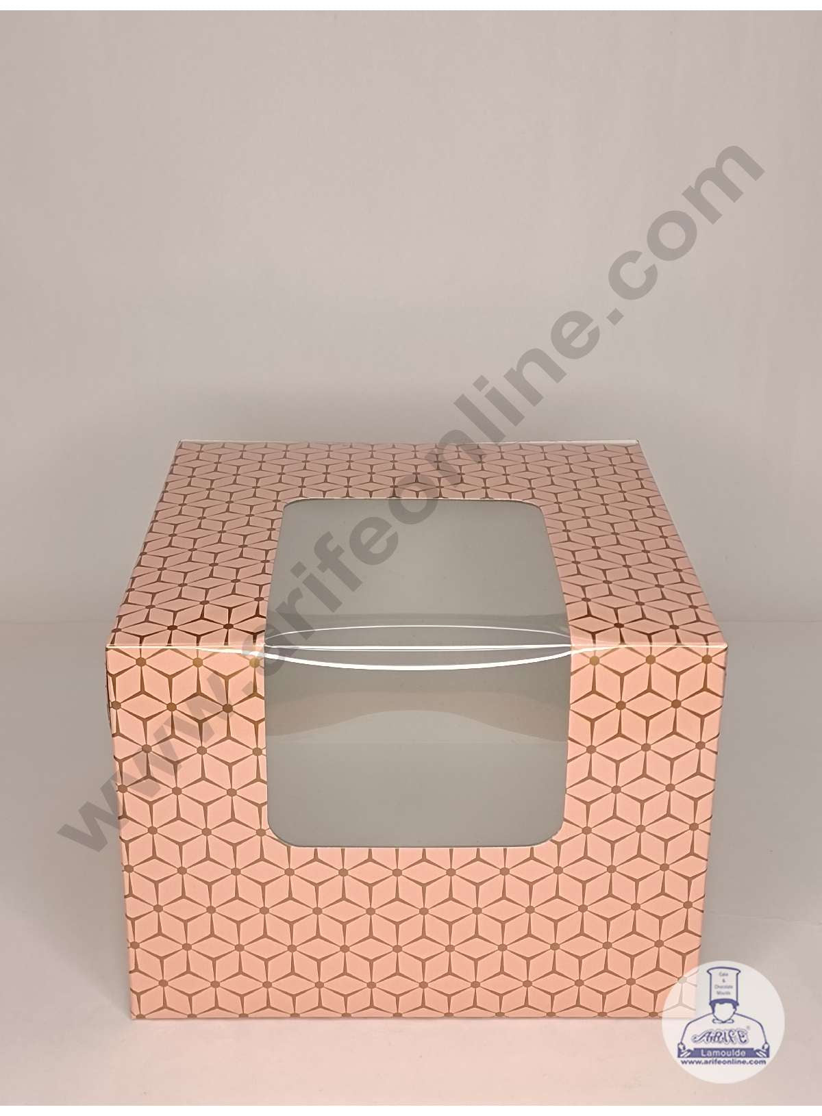 CAKE DECOR™ 3D Cube Print Cake Boxes Peach Color Paper Boxes - 8x8x6 I ...