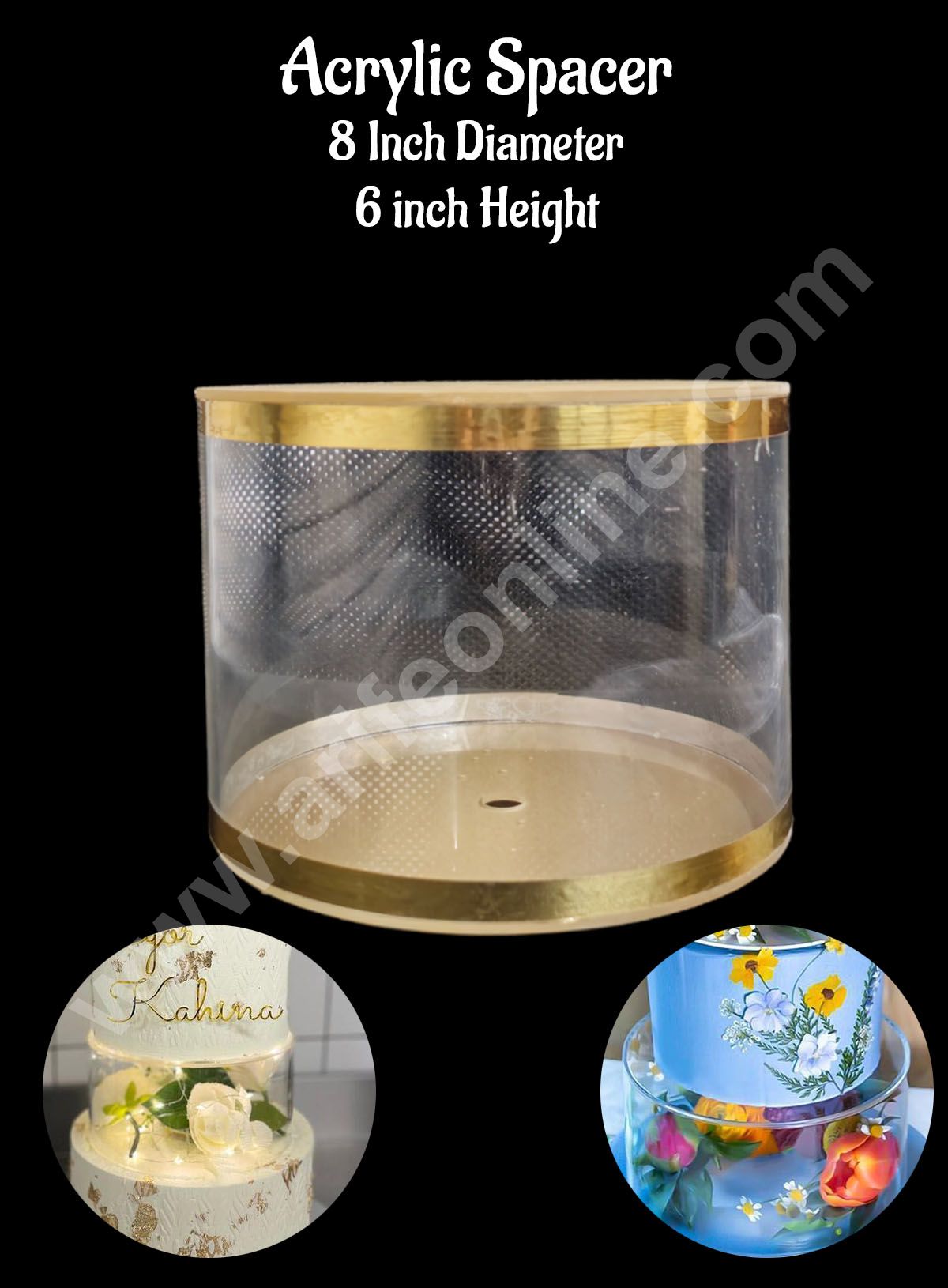 CAKE DECOR™ Round FILL-A-TIER Acrylic Cake Spacer 8 inch X 6 inch Clea ...
