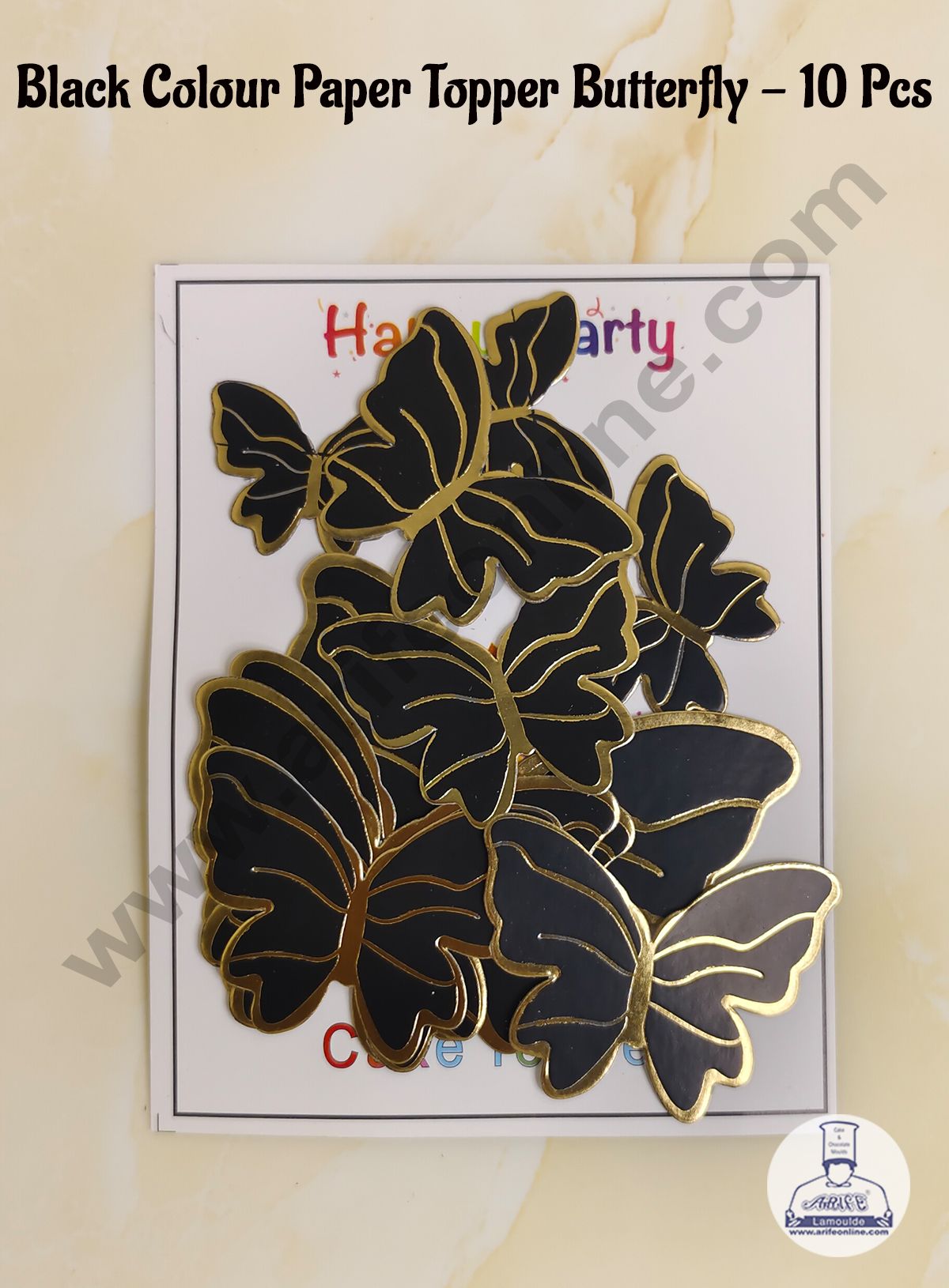 CAKE DECOR™ 10 Pcs Black Colour Butterfly Paper Topper For Cake And Cu ...