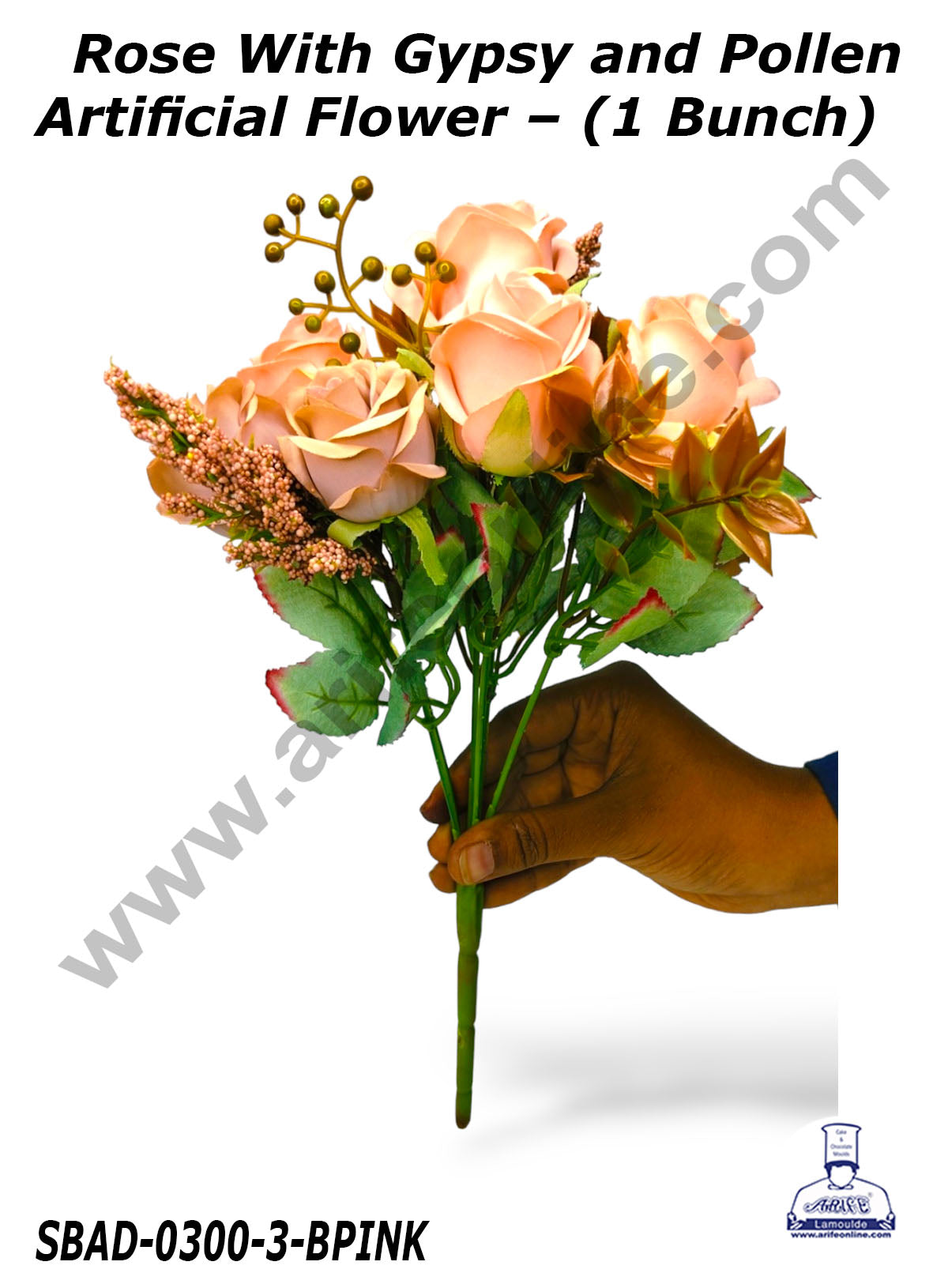 CAKE DECOR™ Rose With Gypsy and Pollen Artificial Flower For Cake Deco ...