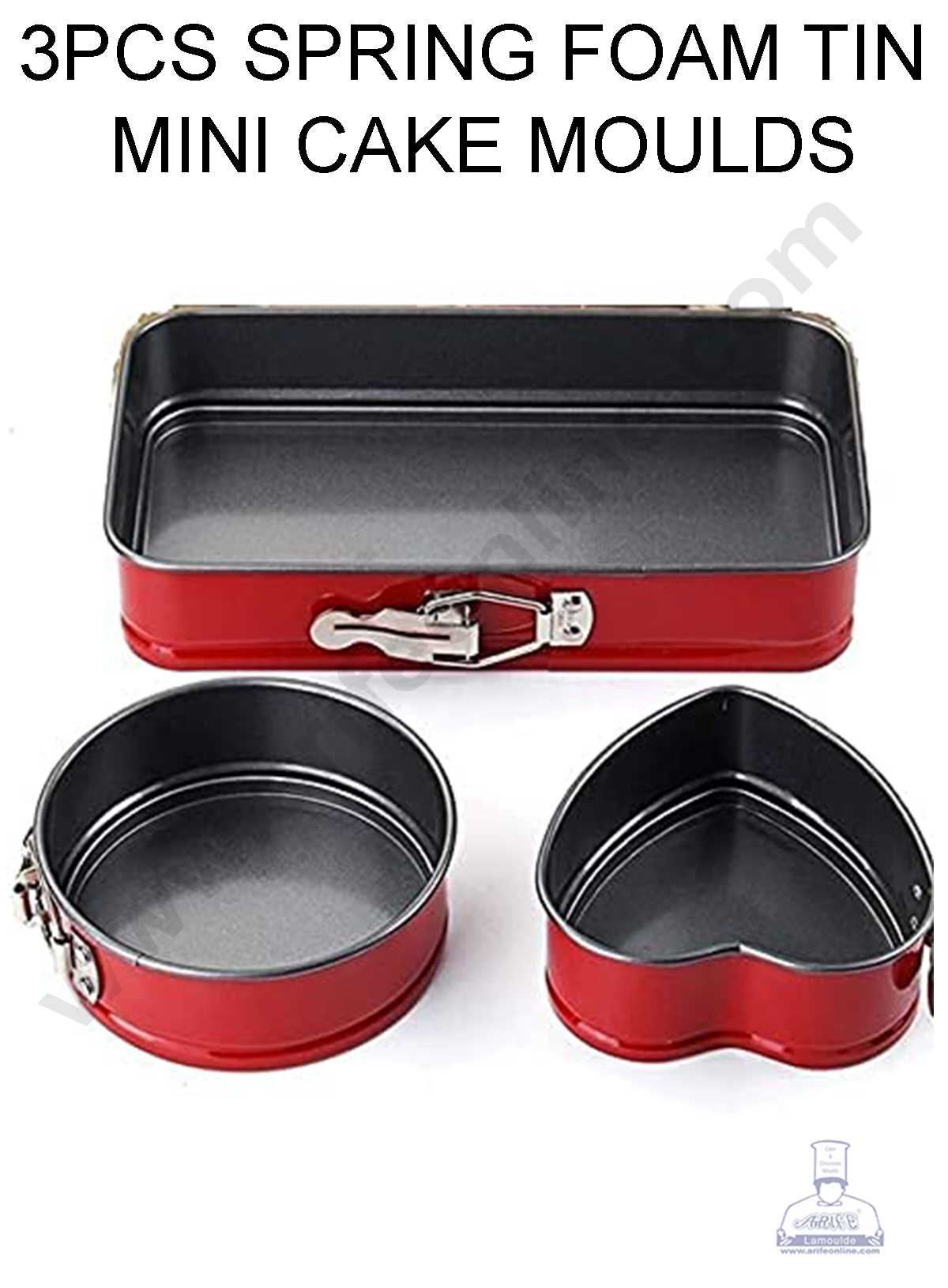 CAKE DECOR™ 3 Pieces Heart Round Rectangle Mini Spring form Tin Cheese ...