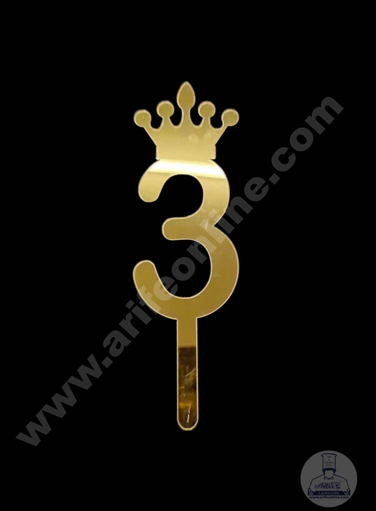 CAKE DECOR™ 5 Inch Acrylic Golden Number Toppers - Three Number With C ...