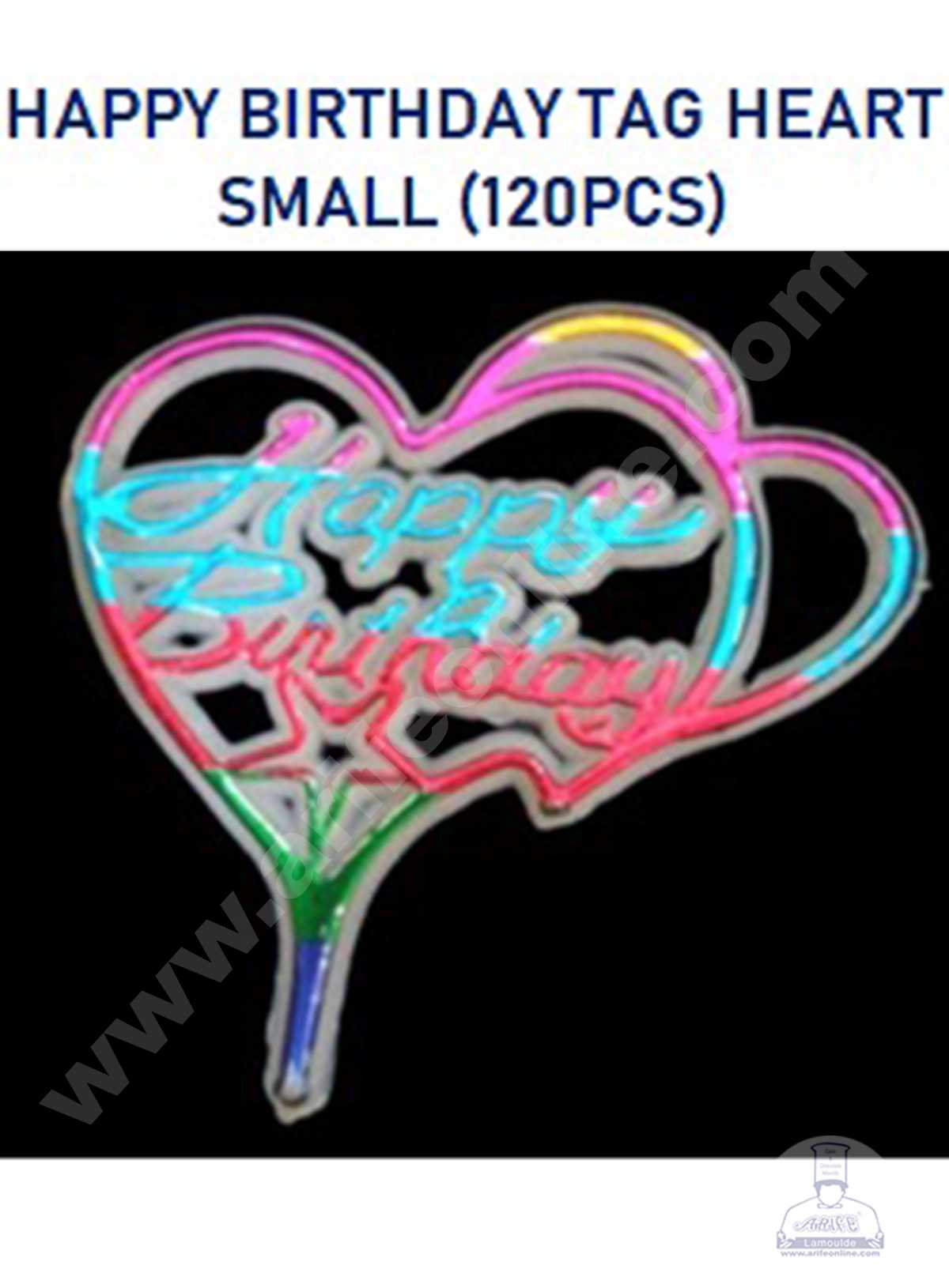 CAKE DECOR™ Multi Color Small Happy Birthday Heart Cake Tag Cake Toppe ...