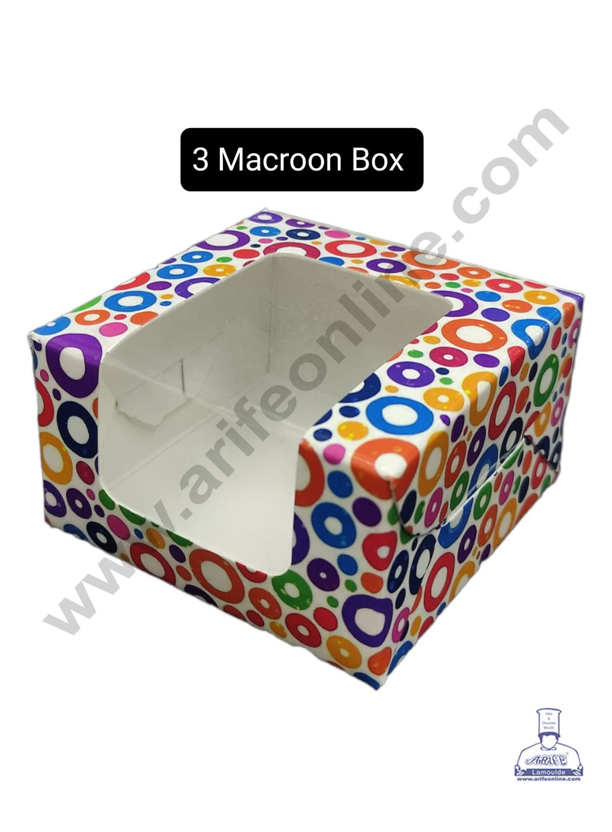 CAKE DECOR™ Printed - 02 3 Macaroon Boxes with Clear Window, Macaroon ...
