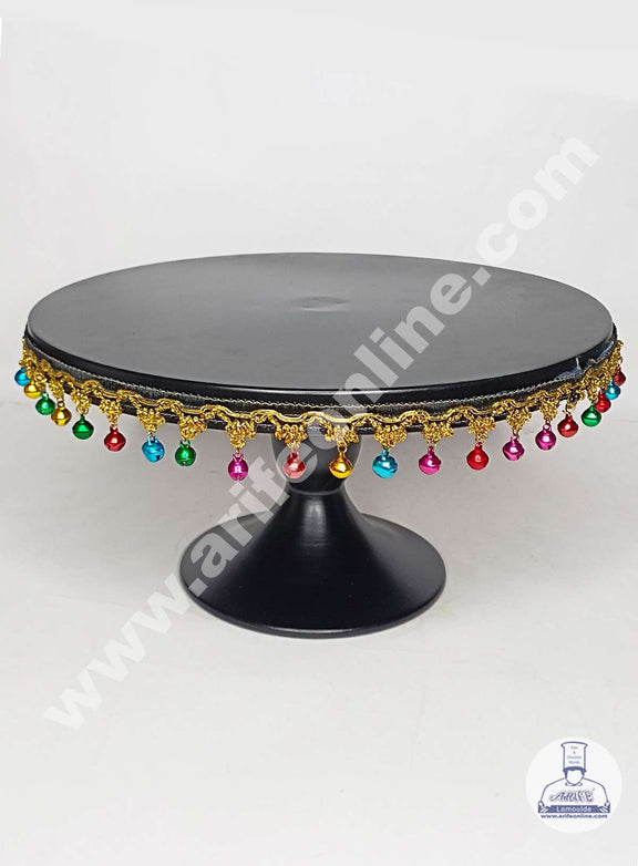 Home CAKE DECOR™ Black Metal Cake Stand with Small Bells Border ...