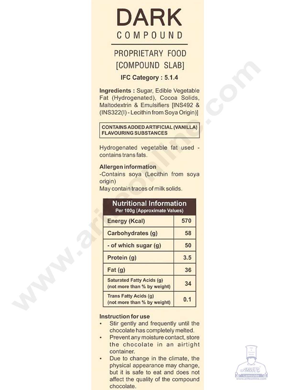 Chocoville Dark Compound Slab - 500g – Arife Online Store