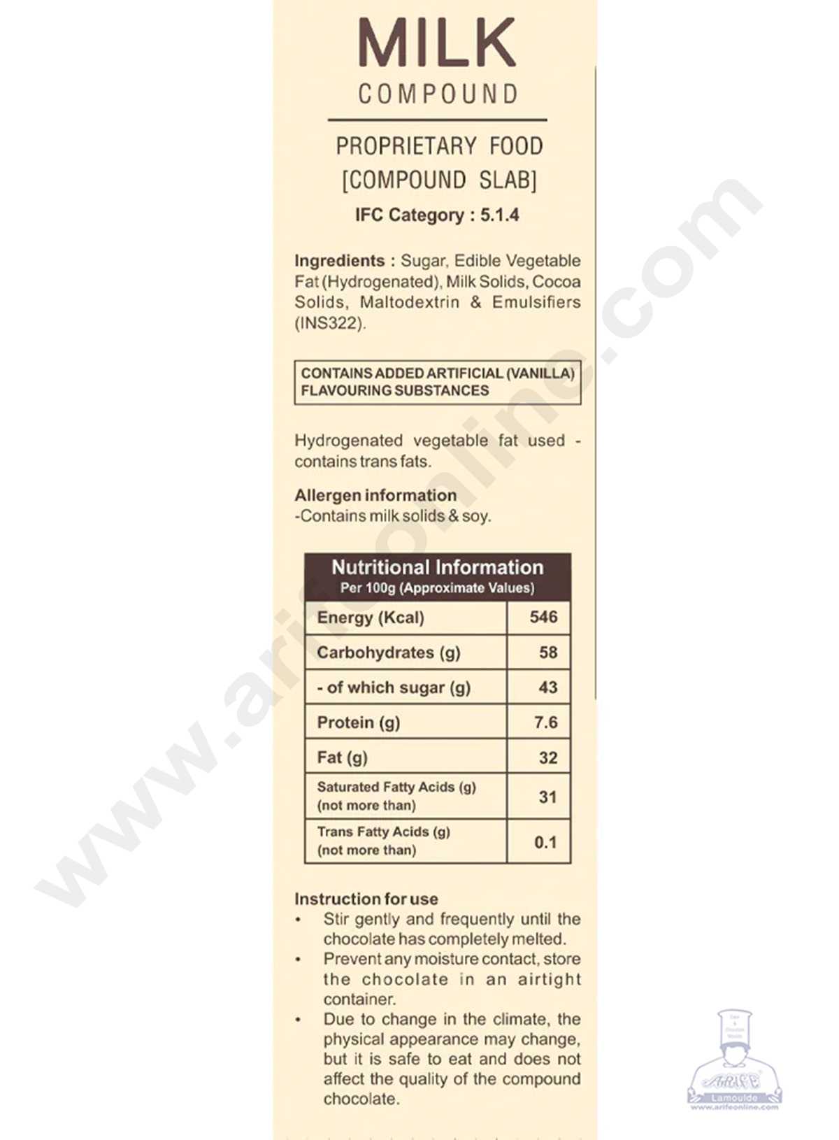 Chocoville Milk Compound Slab - 500g – Arife Online Store
