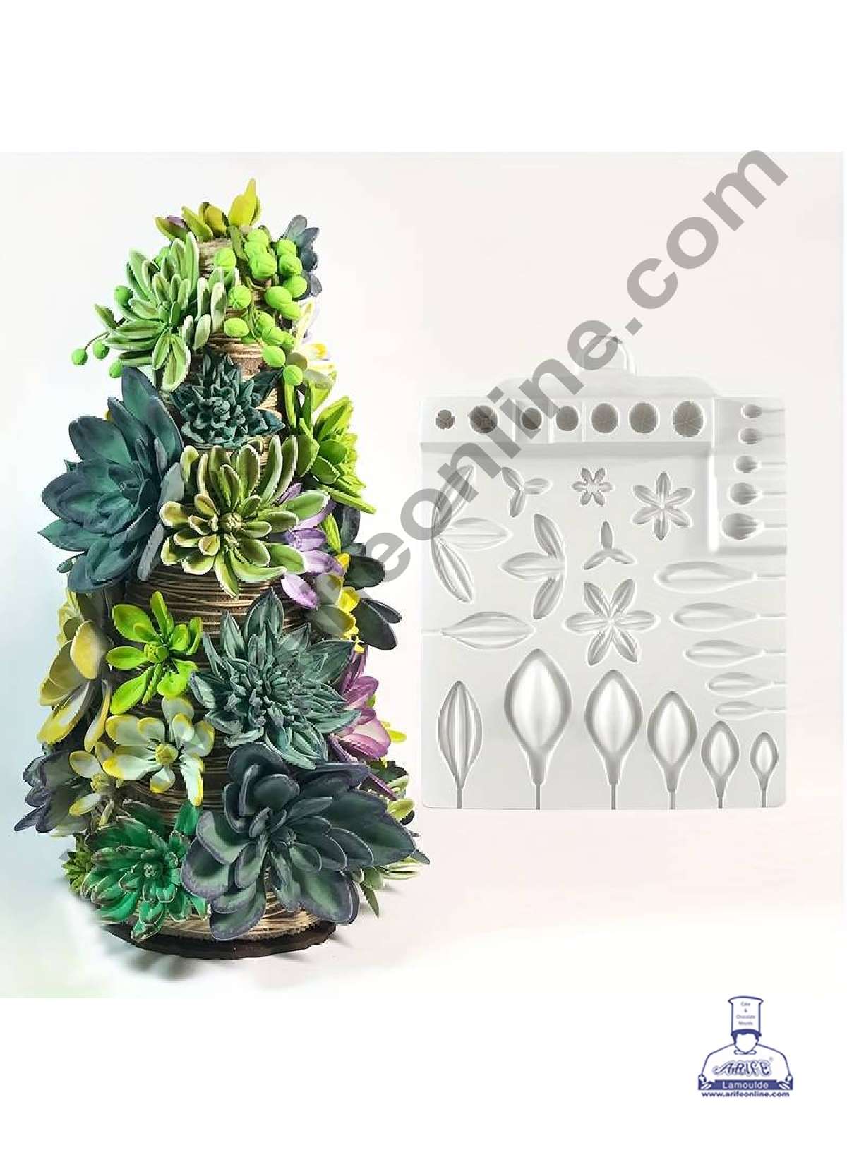 CAKE DECOR™ Silicon 31 Cavity Succulents Flower, Petal, Leaf Silicon C ...