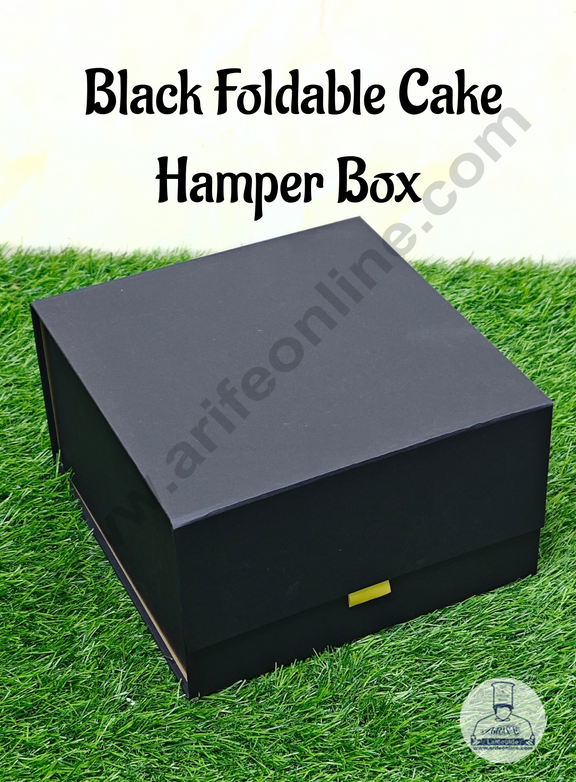 Home Premium Foldable Cake Box with Golden Interior (Black) - CAKE DECOR™
