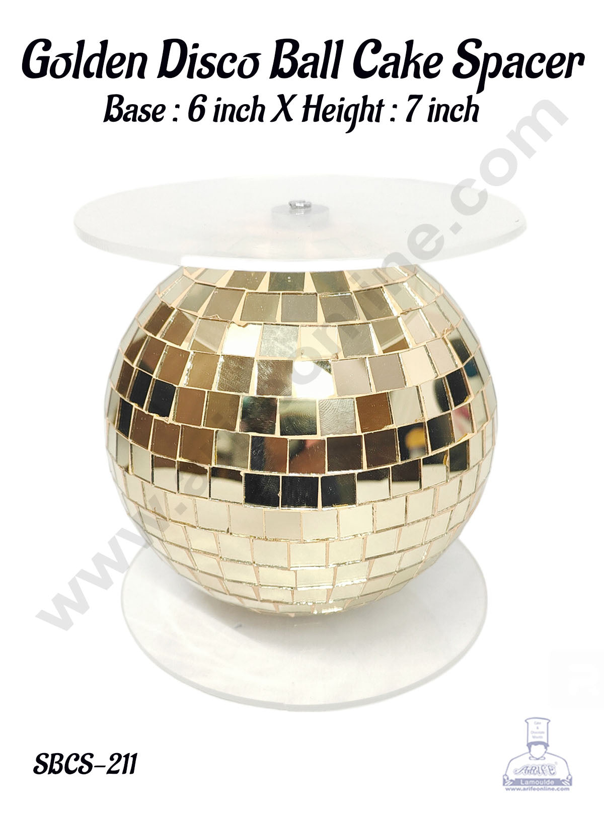 CAKE DECOR™ Golden Disco Ball Cake Spacer For Cake and Cupcake Decorat ...