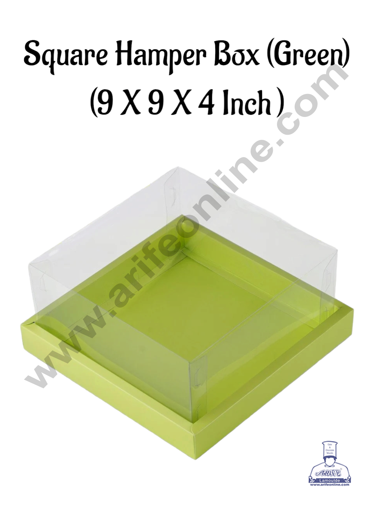 CAKE DECOR™ Square Hamper Box In Green Colour With Transparent Lid | G ...