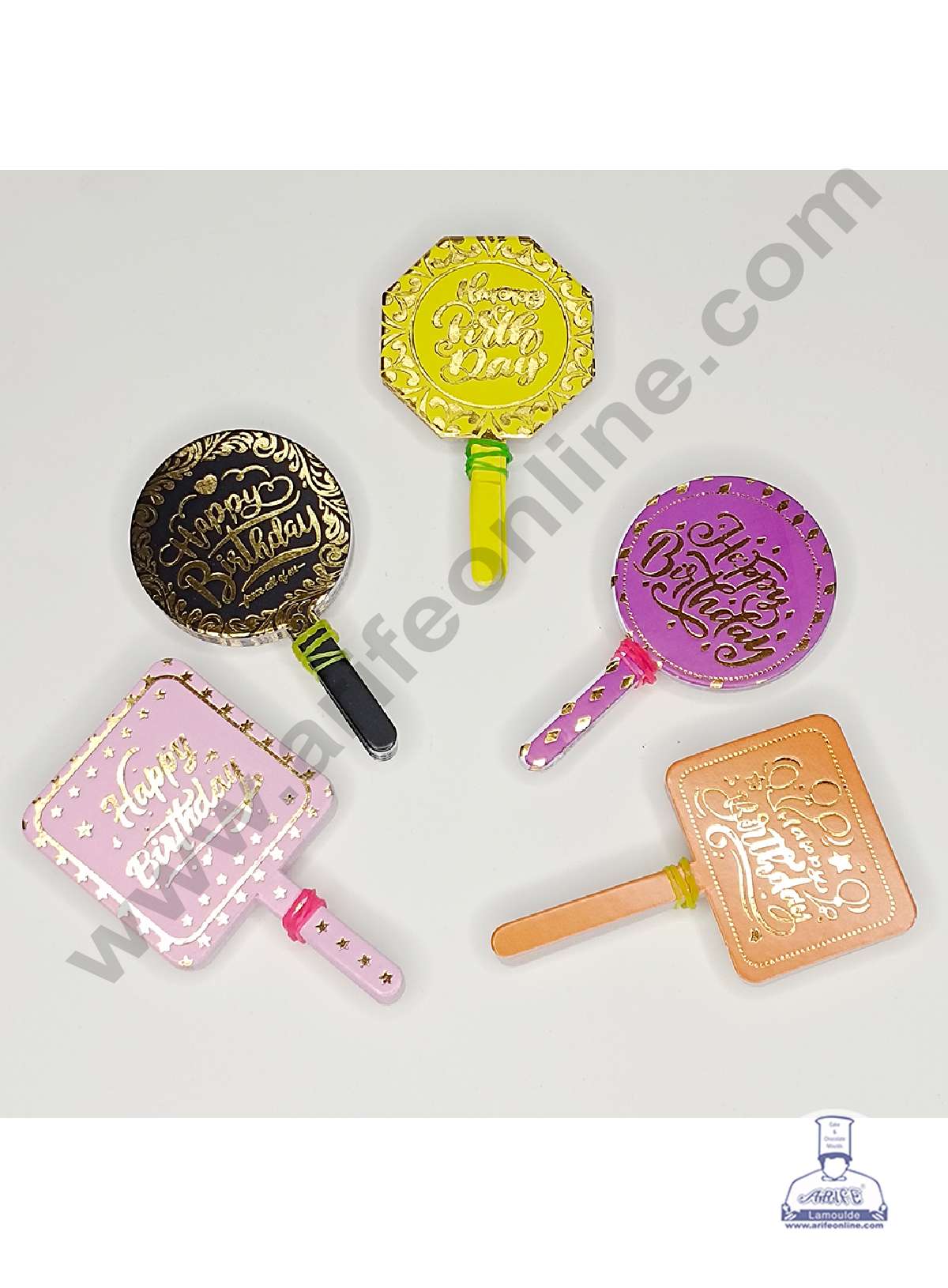 CAKE DECOR™ 100 pcs Mix Shape & Color Birthday Tag Paper Topper For Ca ...
