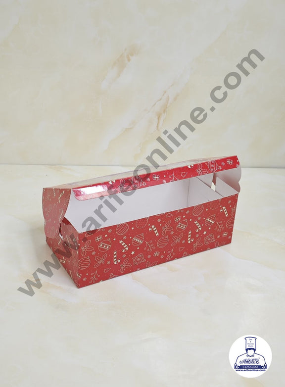CAKE DECOR™ Red Christmas Theme Plum Cake Box Clear Window, Plum Carri ...