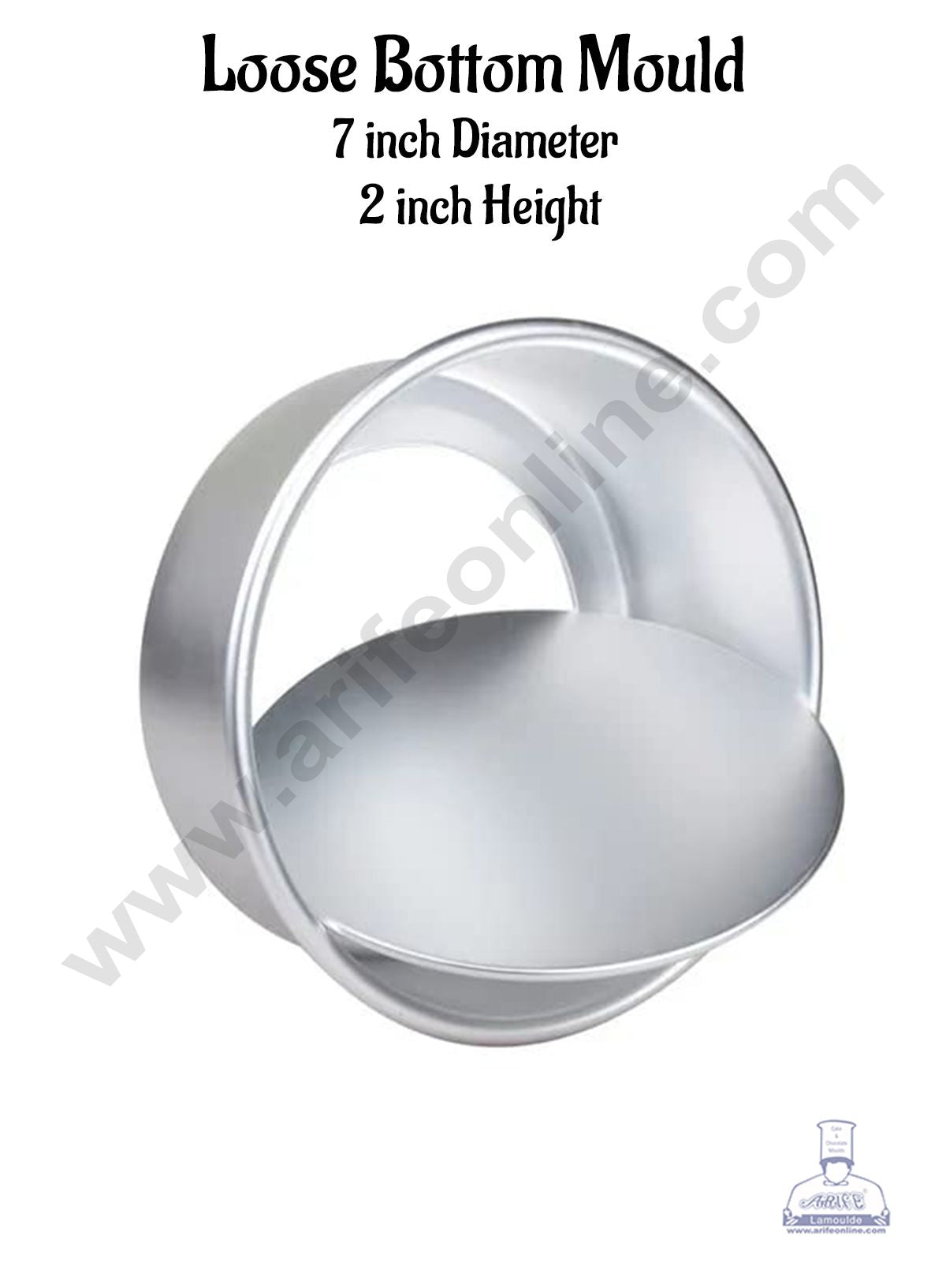 Cake Decor Round Loose Bottom Aluminum Cake Mould Thali 7 in x 2 inch ...