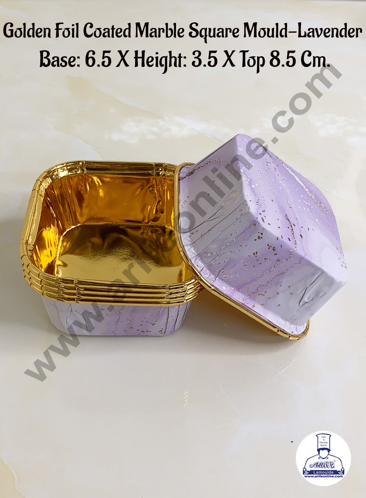Cake Decor™ Golden Foil Coated Marble Square Direct Bake-able Paper Mo ...