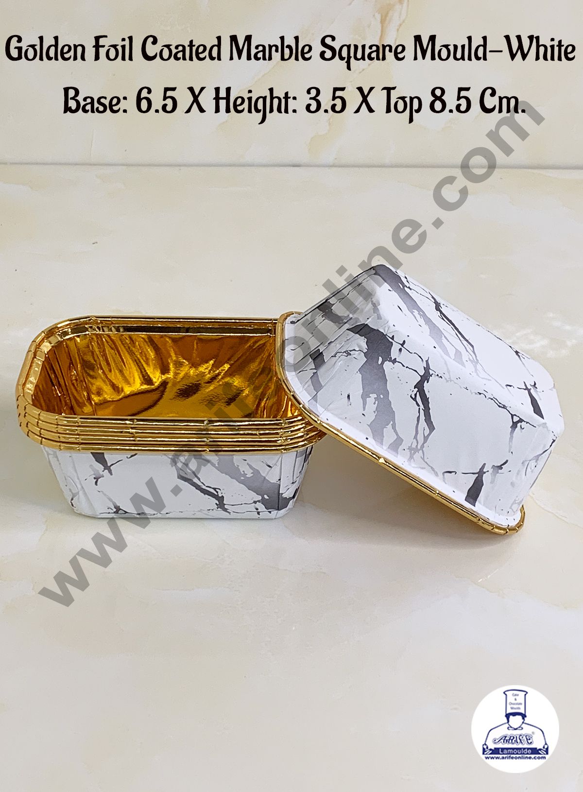 Cake Decor™ Golden Foil Coated Marble Square Direct Bake-able Paper Mo ...