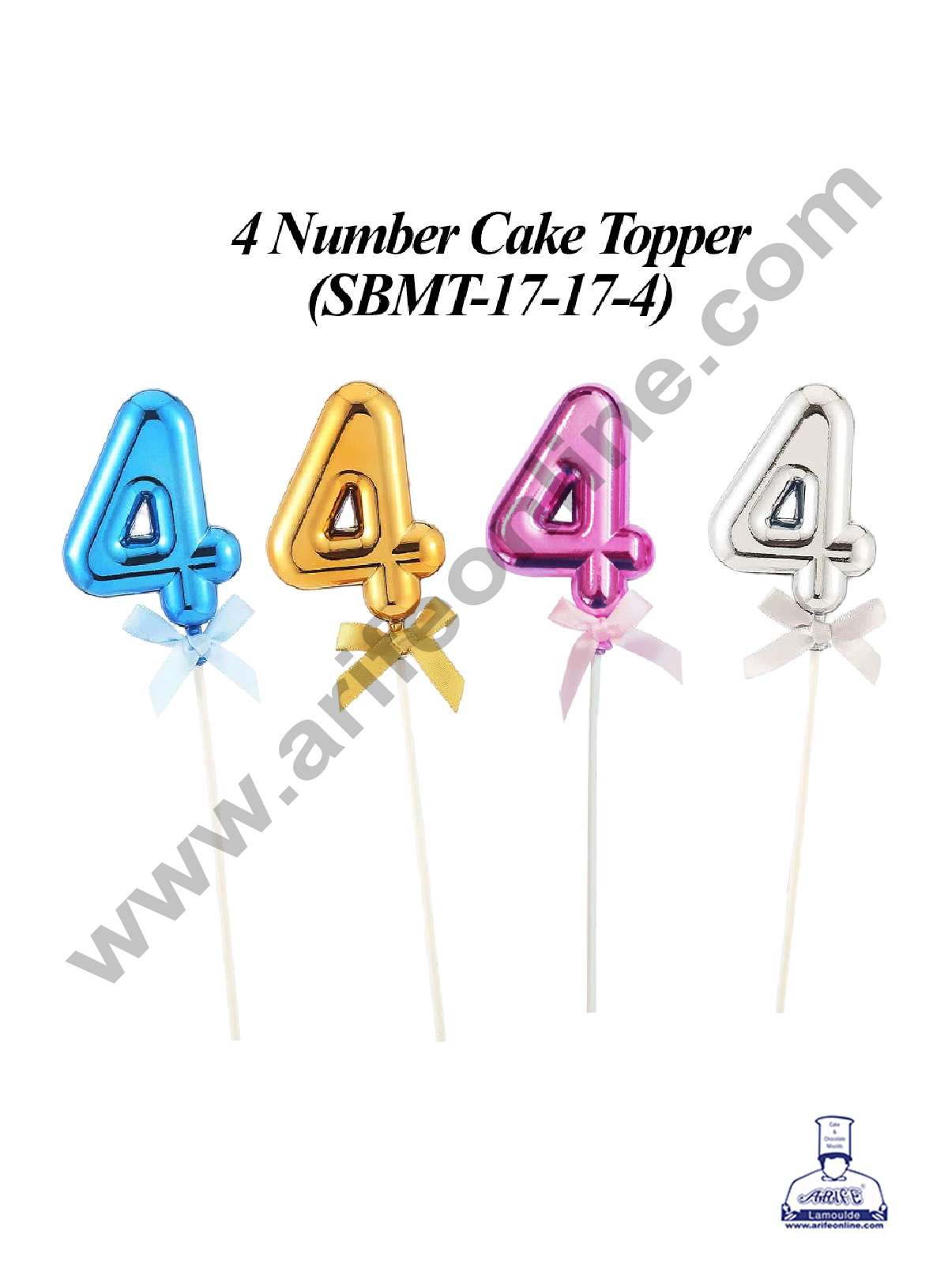 CAKE DECOR™ Plastic Balloon Style 4 Number Cake Topper - 1 Piece ...