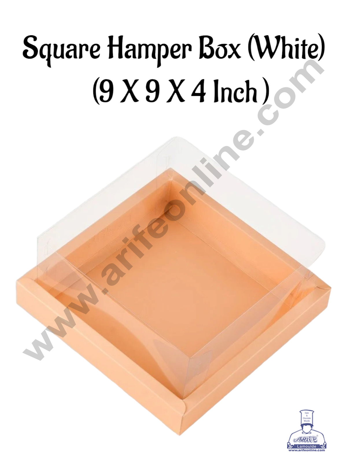 CAKE DECOR™ Square Hamper Box In Orange Colour With Transparent Lid ...